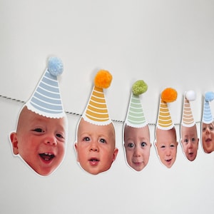 Custom Photo Face Banner, Baby Face Birthday Garland, Head Garland ...