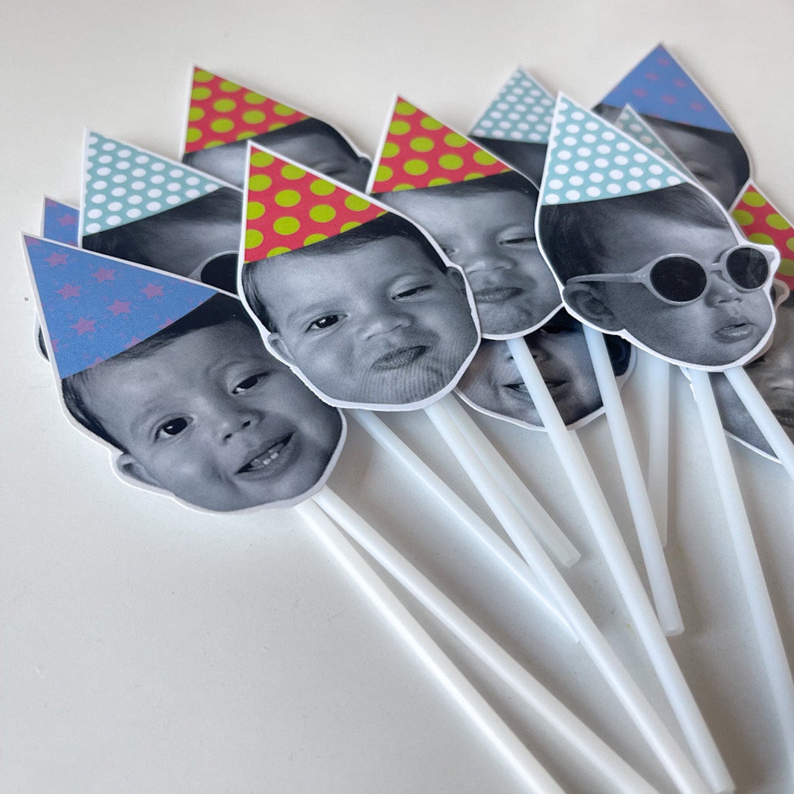 Custom Baby Photo Cupcake Toppers, Funny Face Cupcake Toppers ...