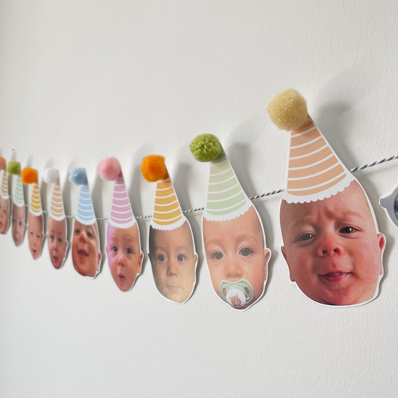 Custom Photo Face Banner, Baby Face Birthday Garland, Head Garland ...
