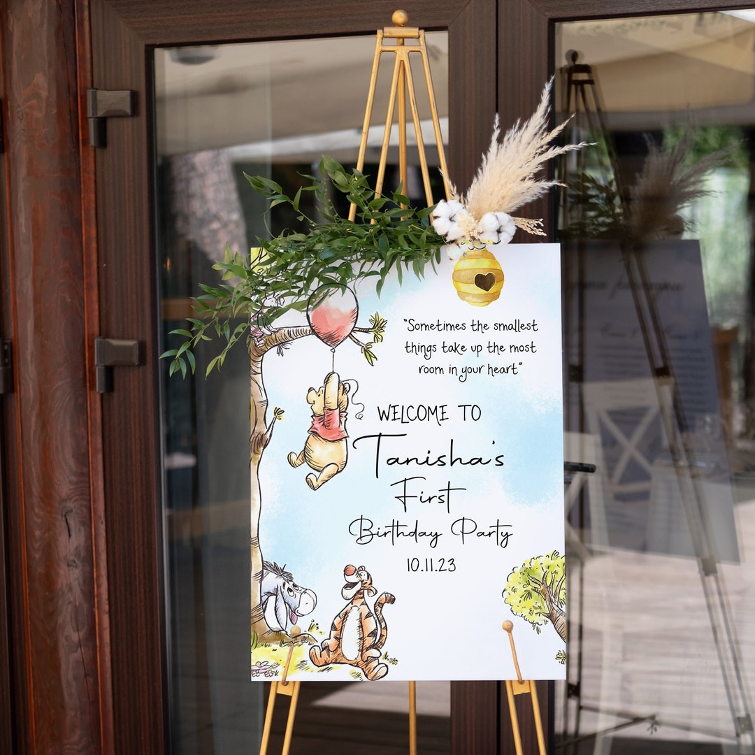 Winnie the Pooh Birthday Welcome Sign, Winnie the Pooh Baby Shower ...