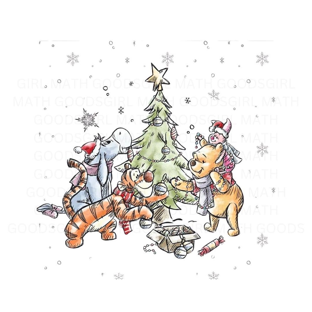 Vintage Winnie the Pooh Christmas Png, Santa Pooh Bear Christmas Lights ...