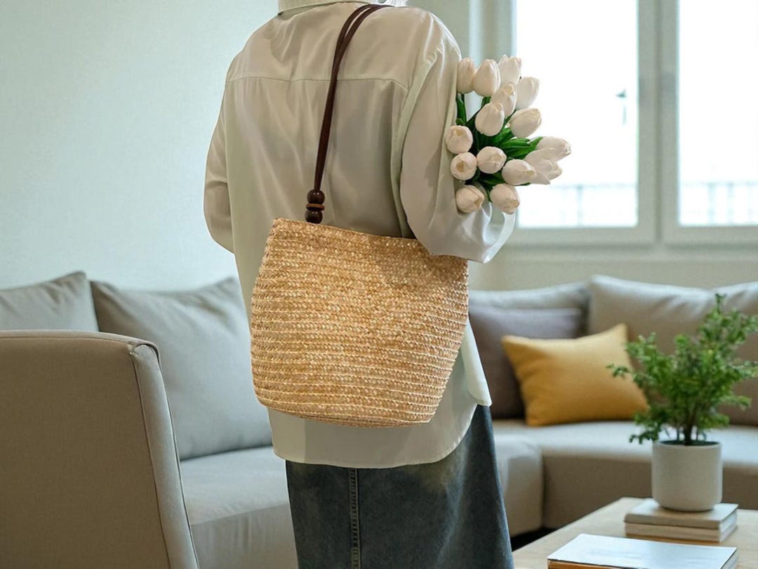 Handmade Straw Woven Beach Tote – Large Summer Shoulder Bag - Etsy