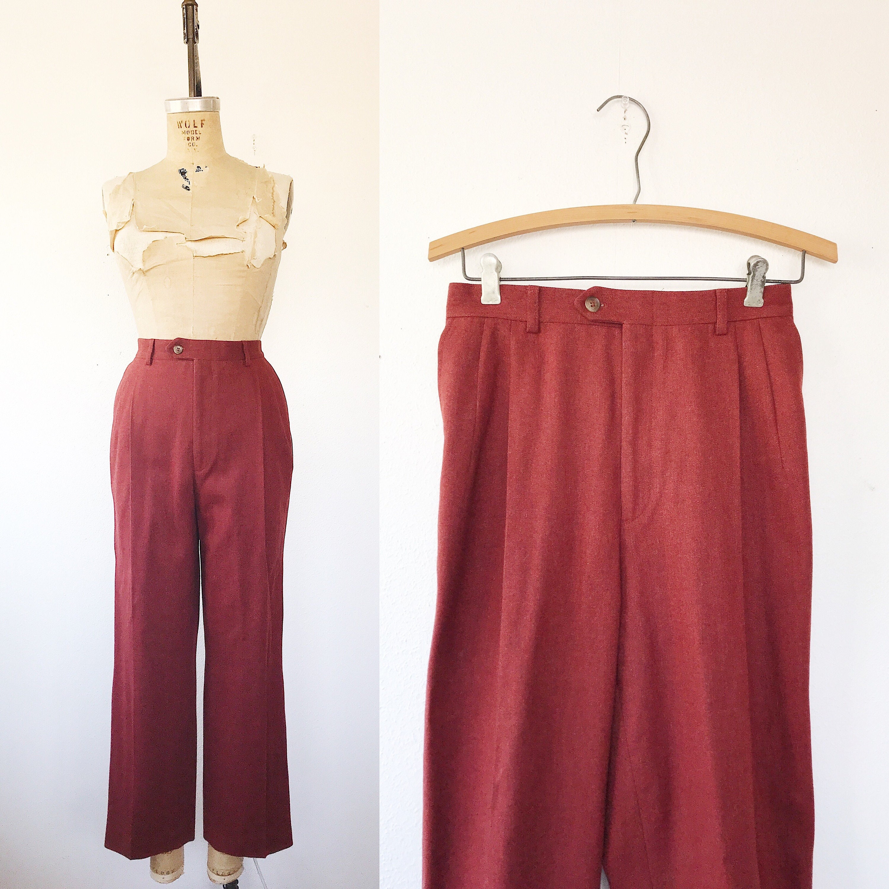 vintage wool pants/ vintage dress pants / 70s Madrone wool trousers