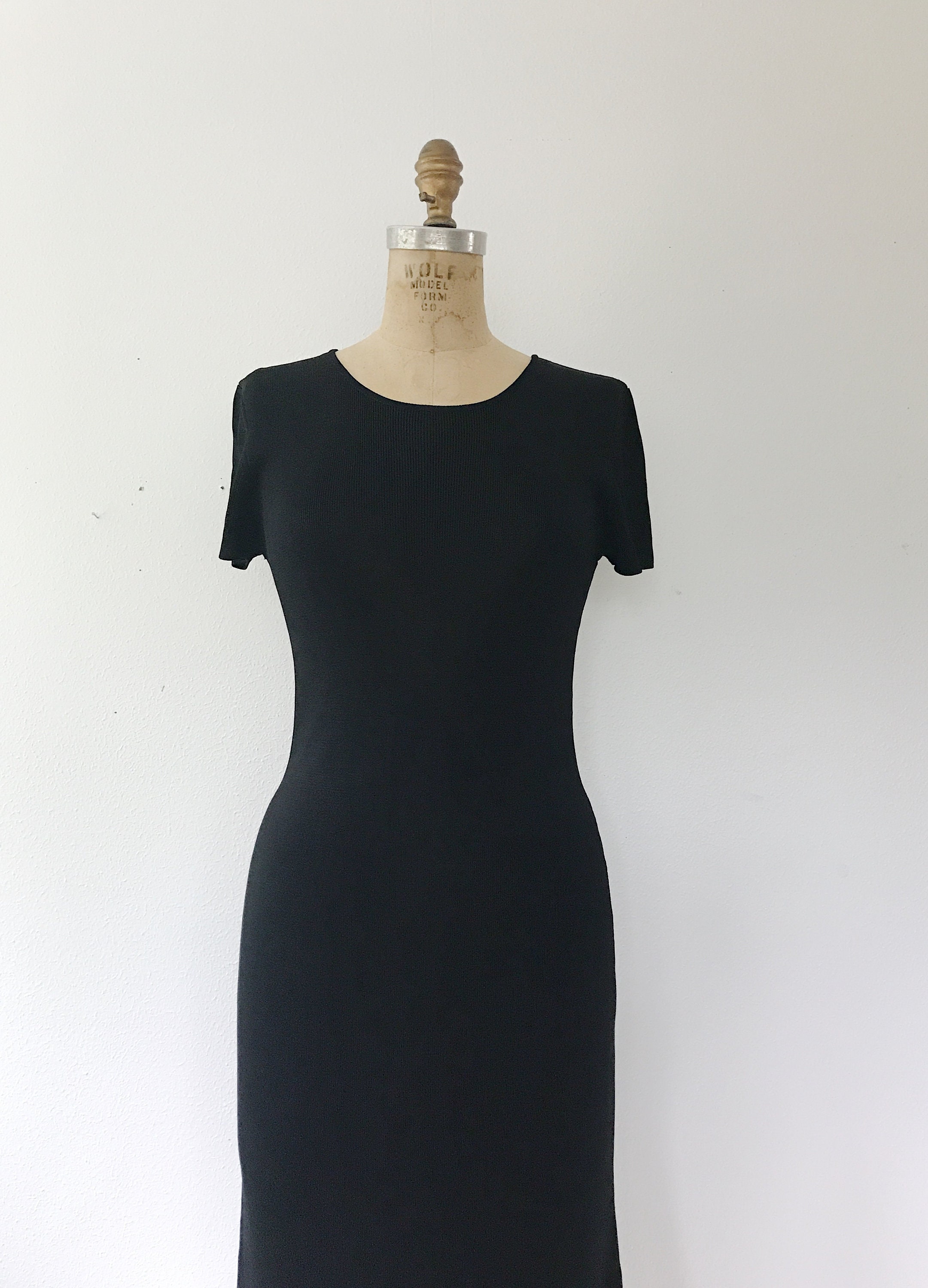 J Crew Black Dress Body Con Dress Ribbed Knit Essentials Dress