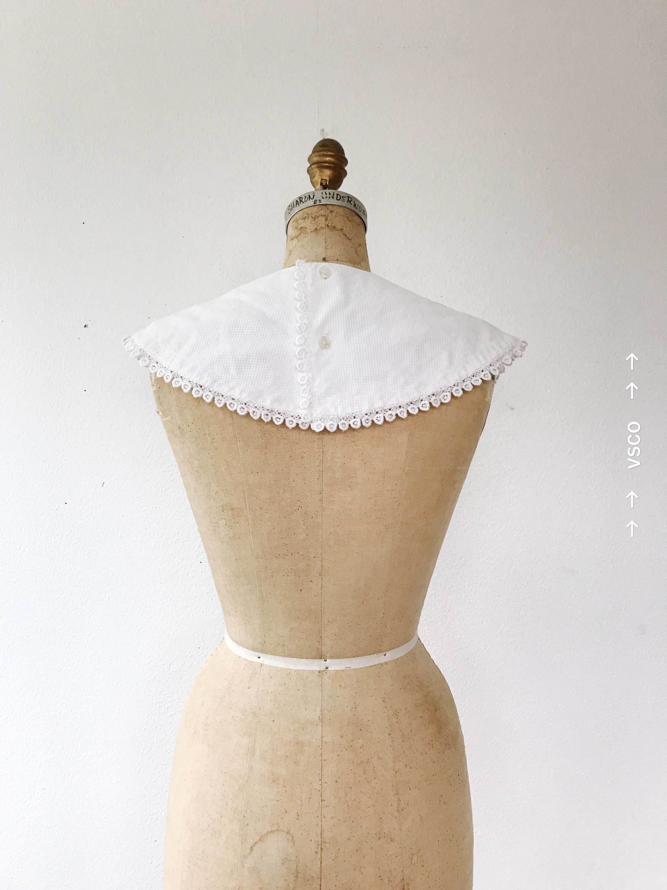 vintage collar / large cotton collar / Cotton Pique collar