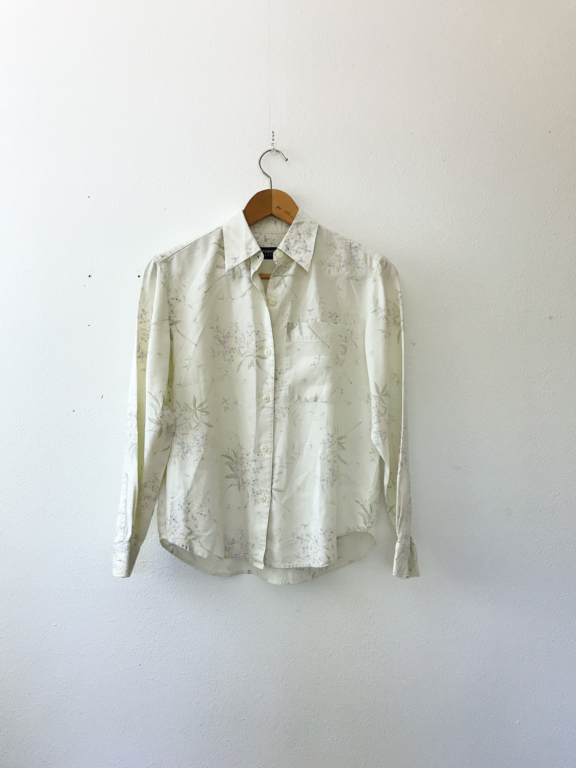 linen blouse / vintage Liz Claiborne blouse / Locust Flower blouse