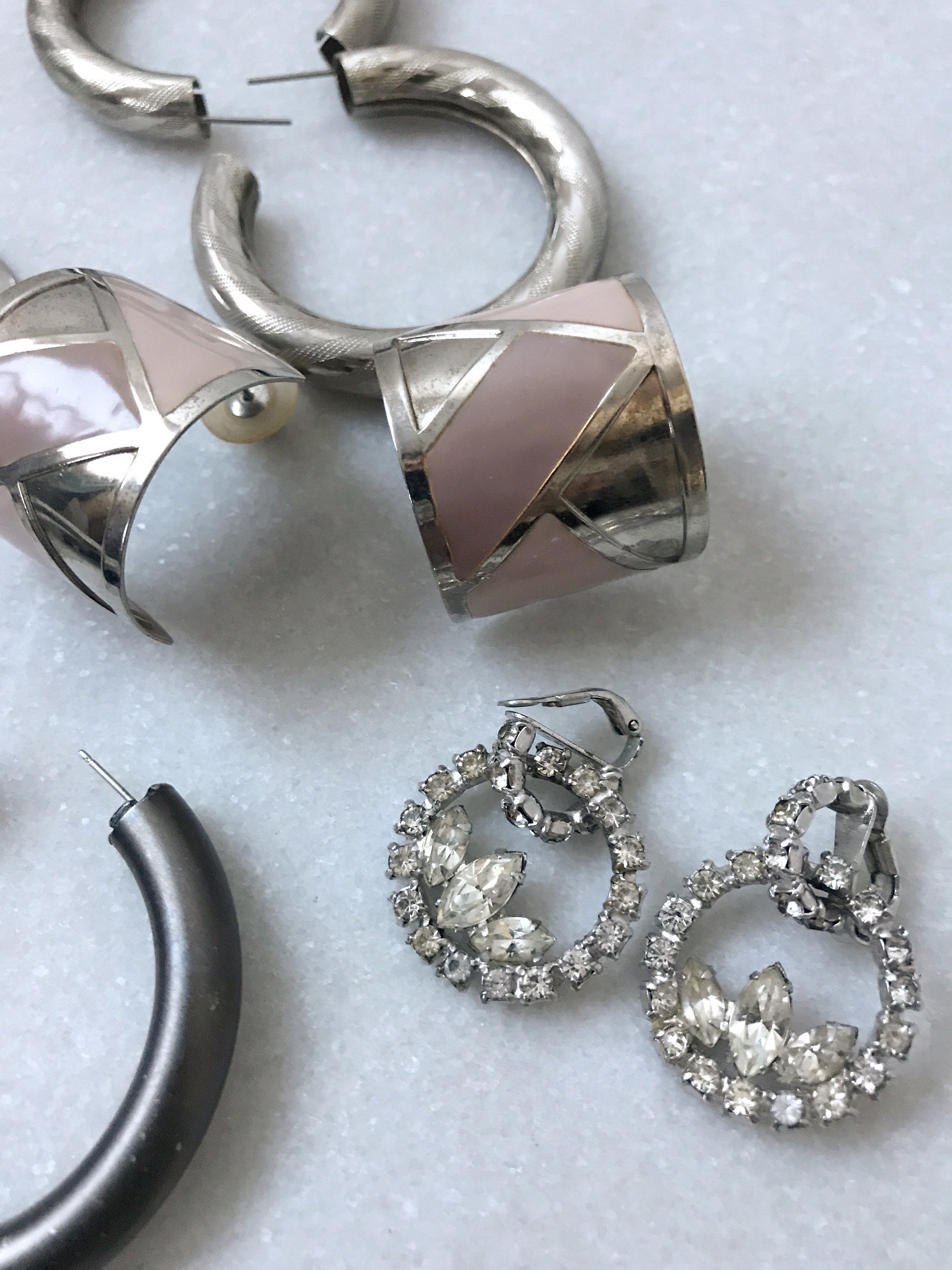 SALE Earring Collection/ silver earring collection / 80s vintage earrings