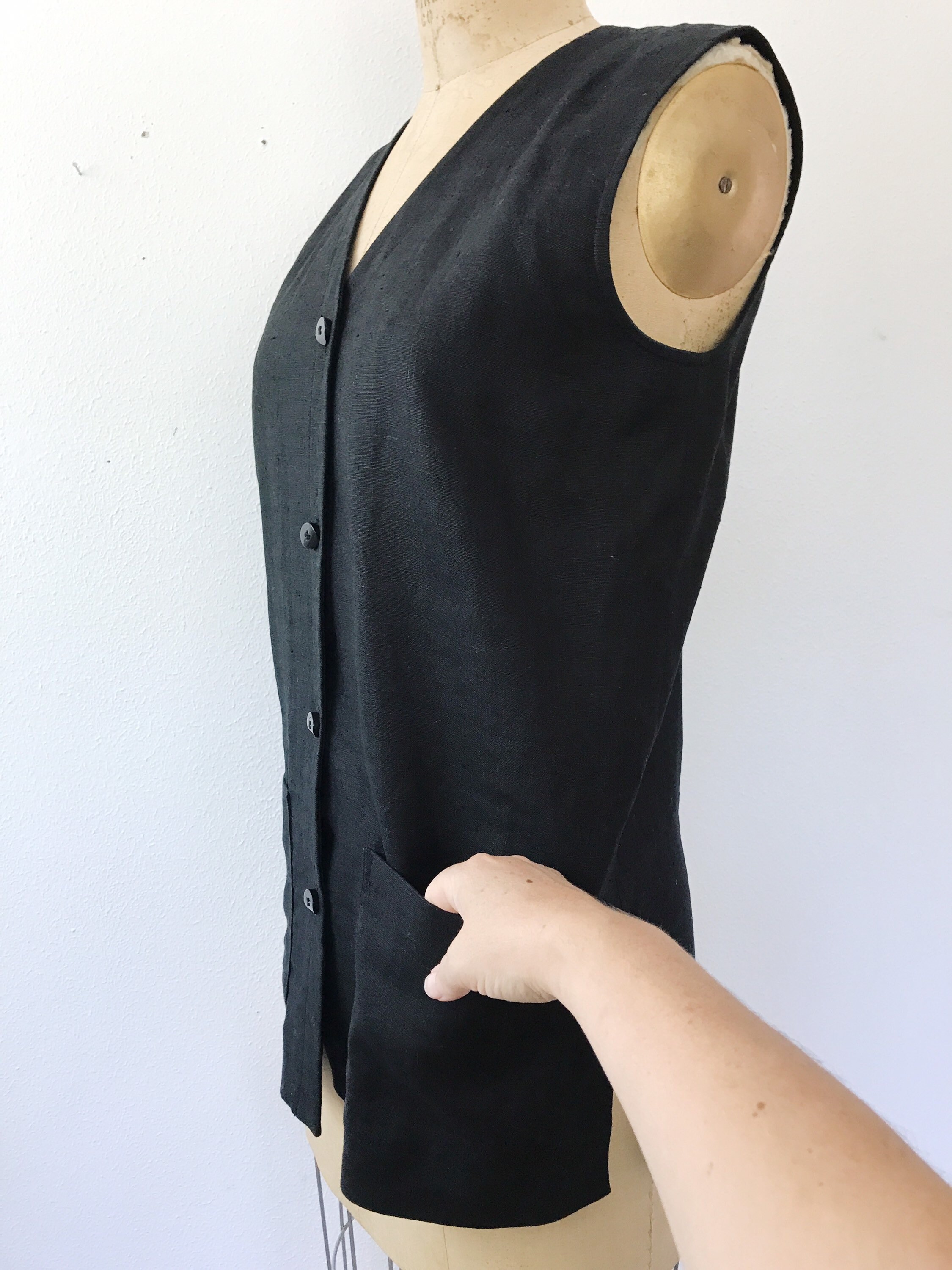 SALE Linen vest / vintage linen tunic / 90s linen waistcoat