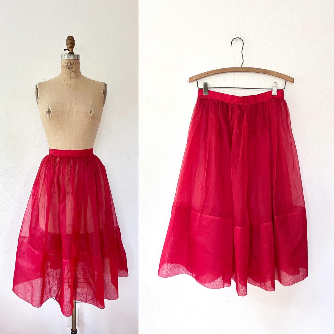 50s Red Sheer Skirt / Vintage 50s Skirt / Pleated Red Party Skirt - Etsy
