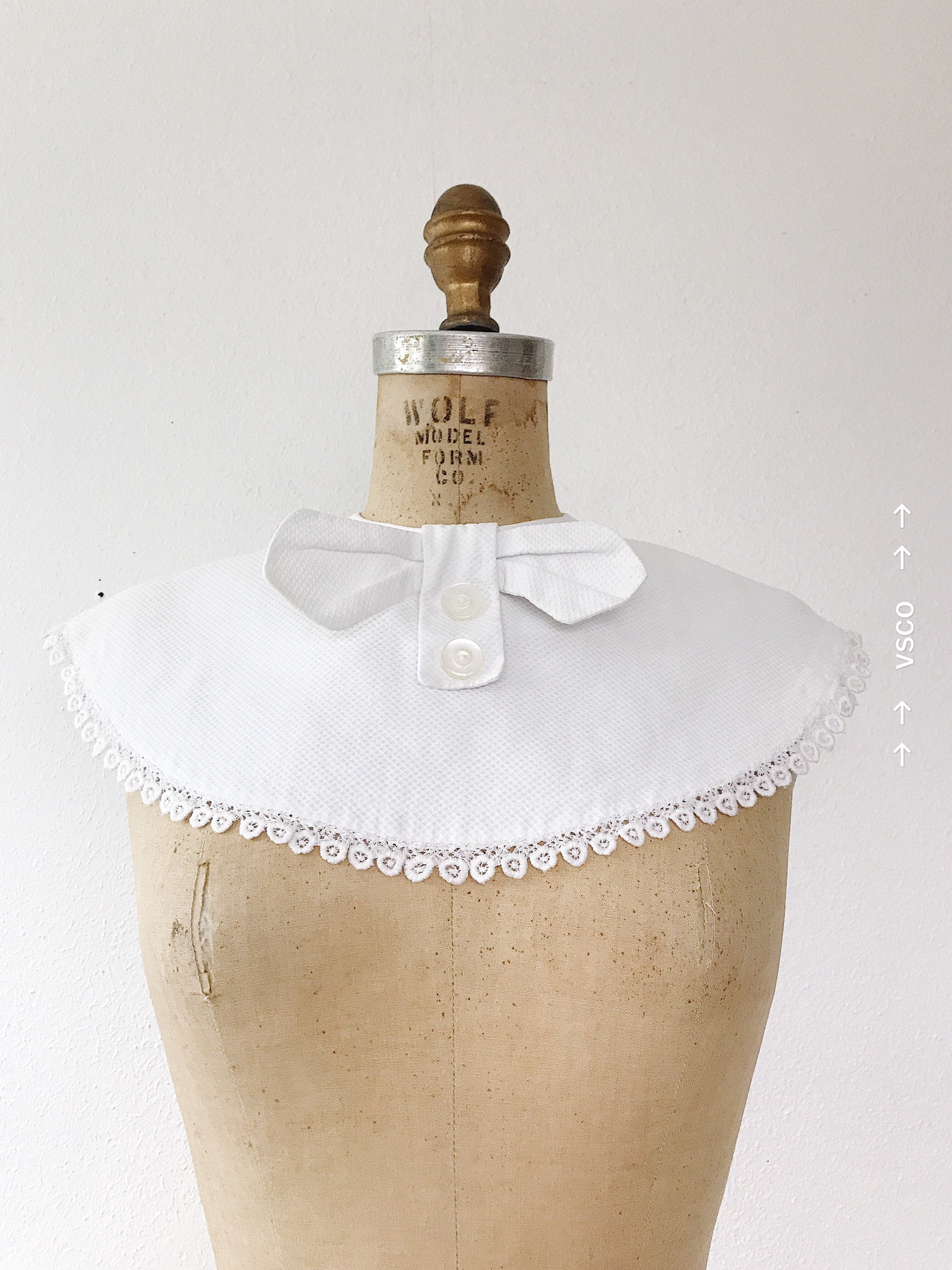 vintage collar / large cotton collar / Cotton Pique collar