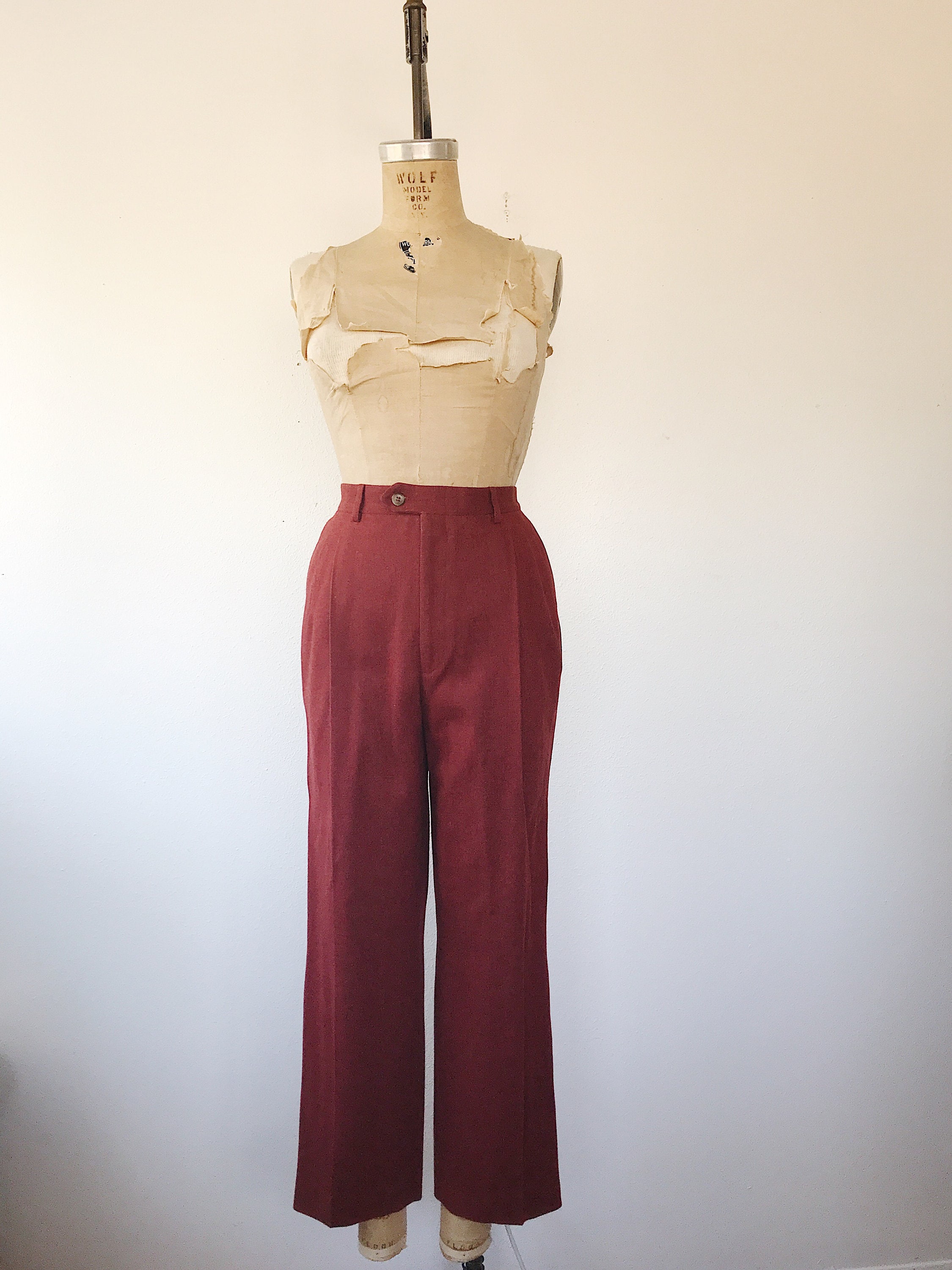 vintage wool pants/ vintage dress pants / 70s Madrone wool trousers