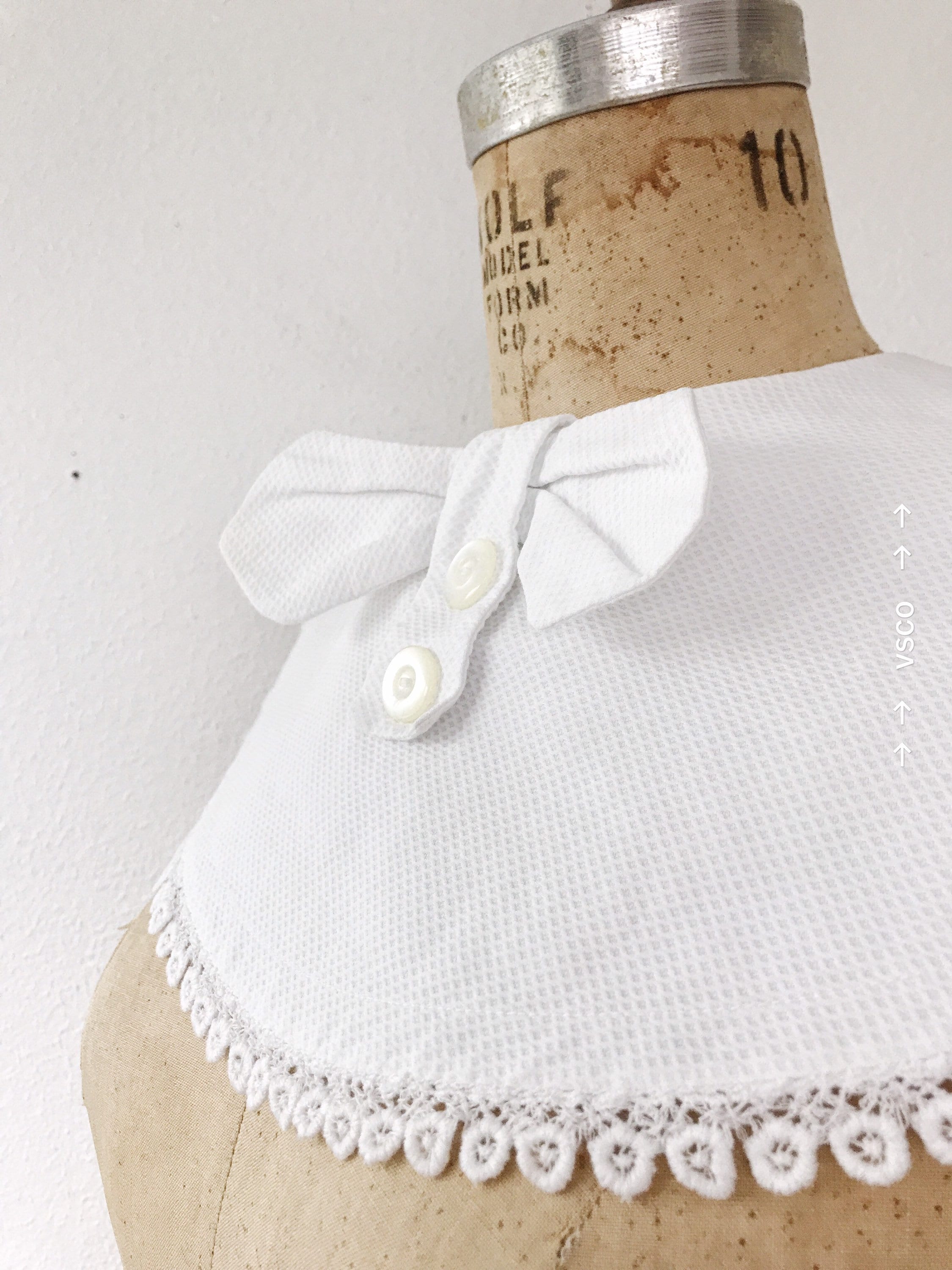 vintage collar / large cotton collar / Cotton Pique collar