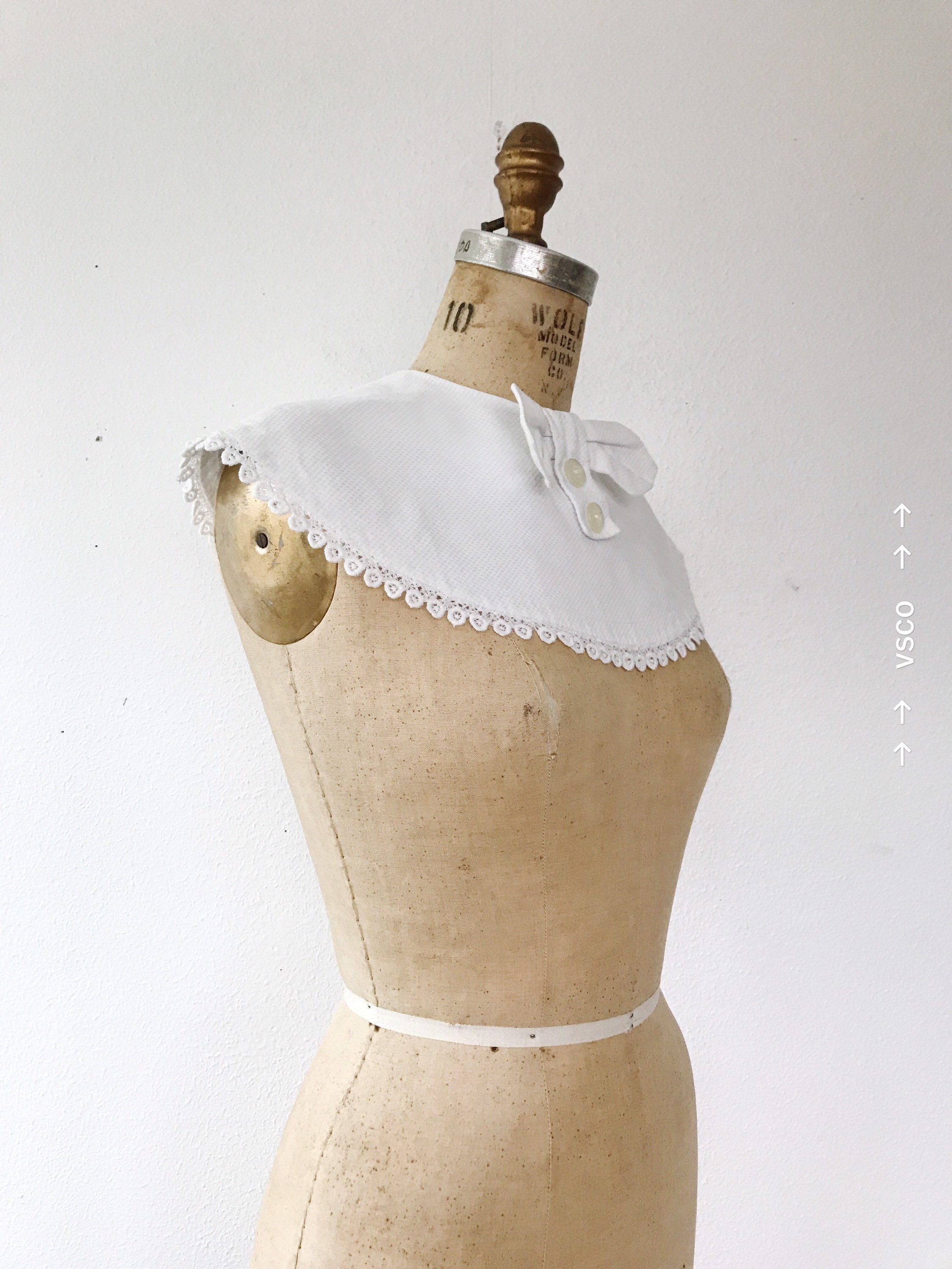 vintage collar / large cotton collar / Cotton Pique collar