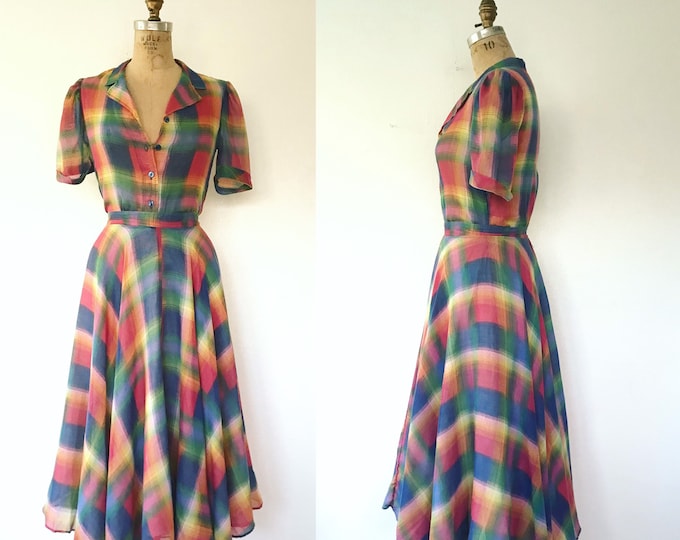 70s Vintage Dress / 70s Plaid Dress / Two Piece Plaid Dress - Etsy