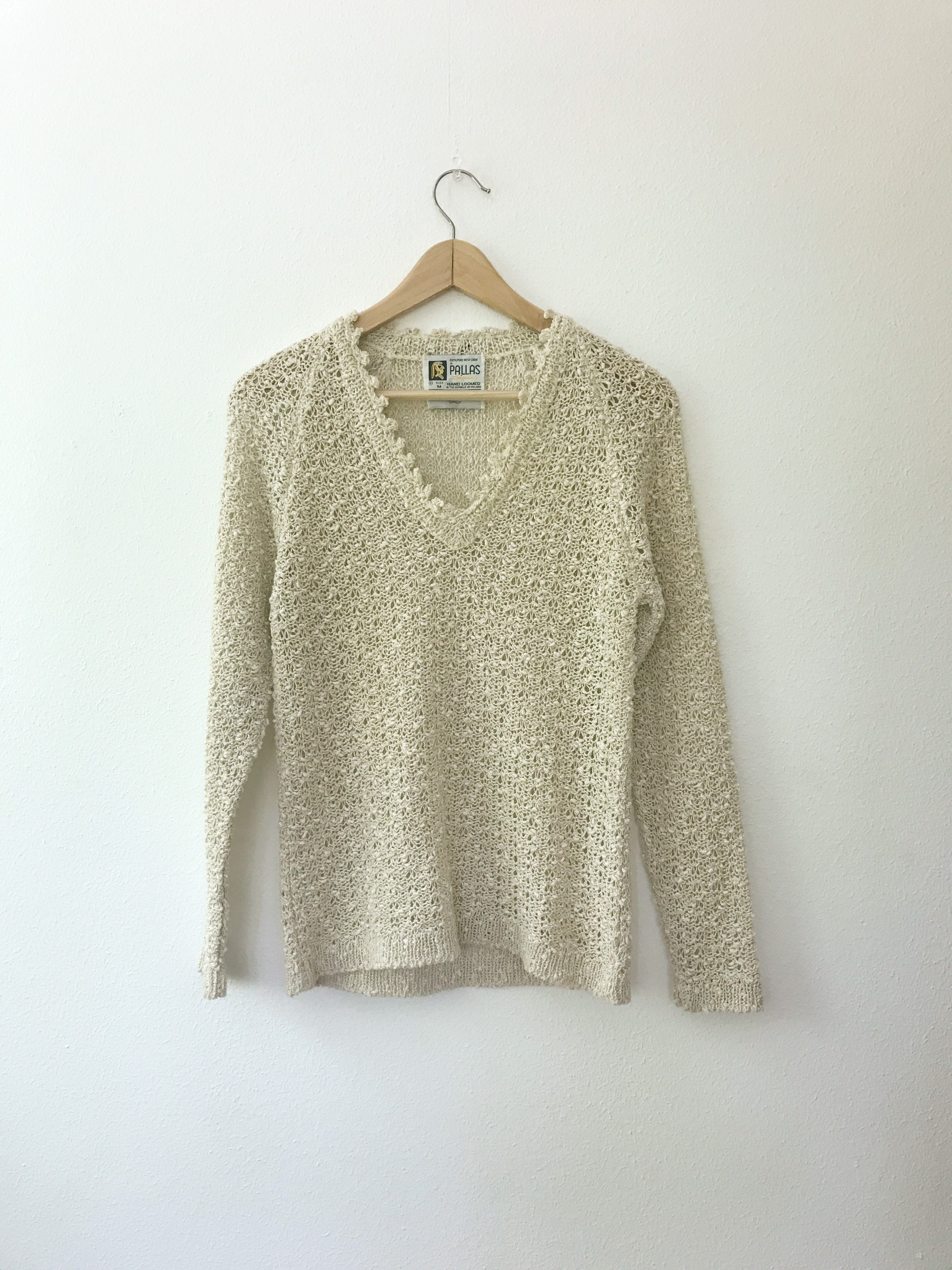 Woven Linen sweater set / vintage linen cardigan / Pallas linen blouse