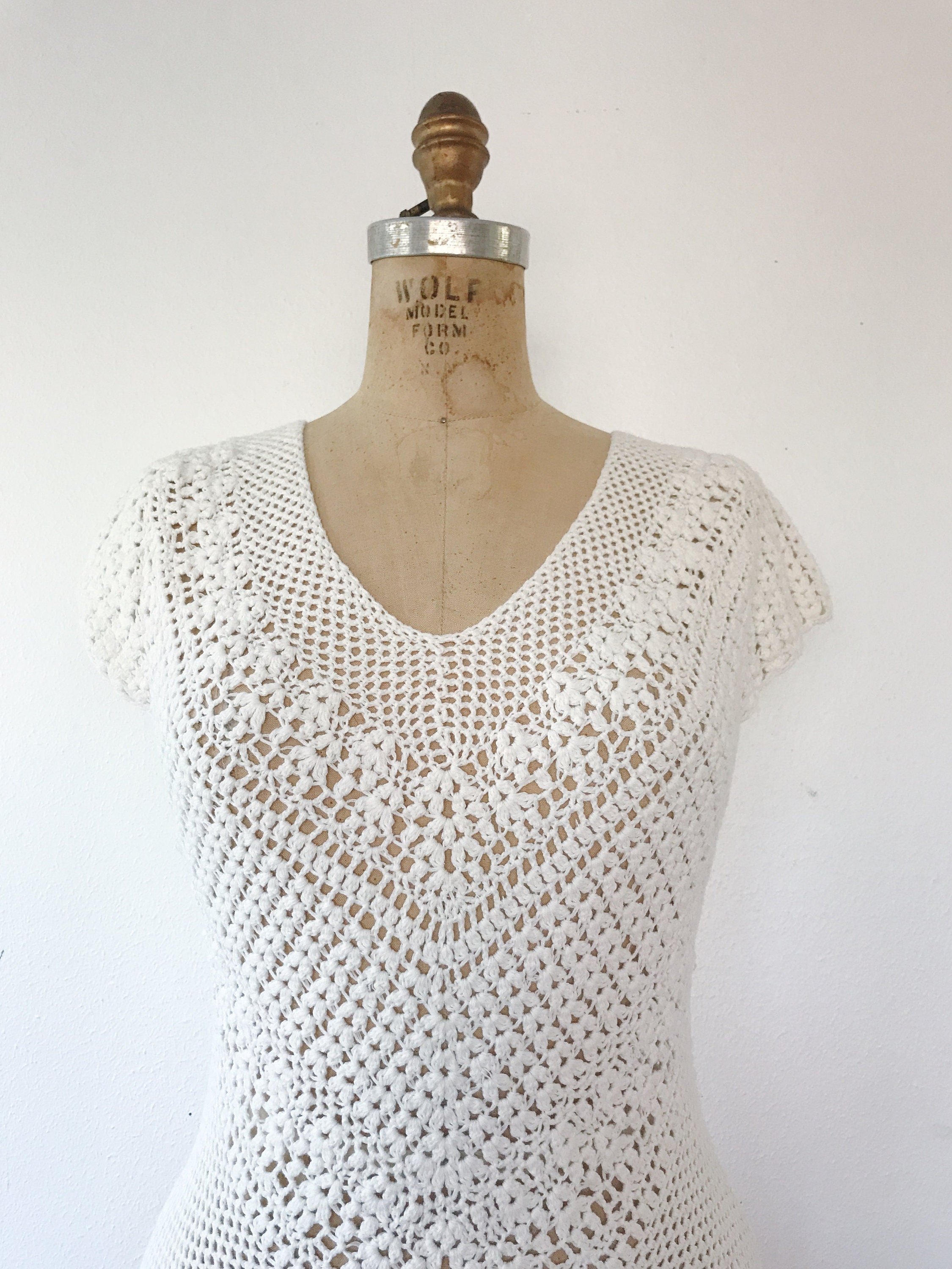 white crochet blouse / cotton crochet sweater / Crochet lace sweater