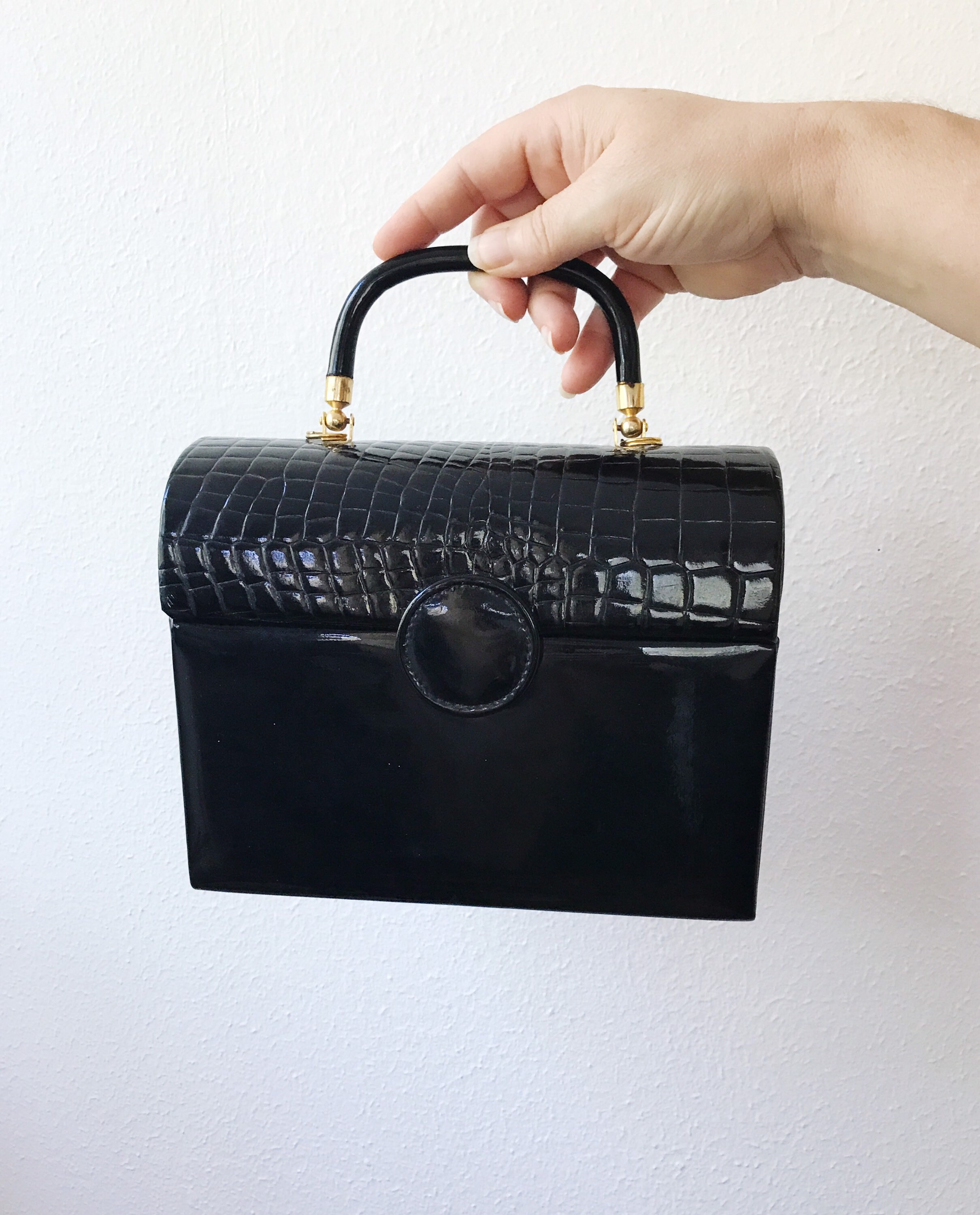 1960s vintage bag / 60s vintage evening purse / Alligator print Top ...