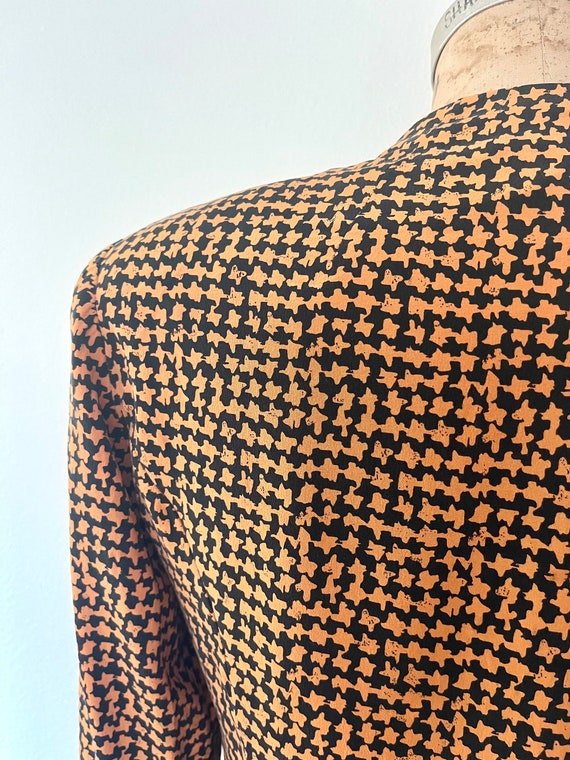 vintage silk jacket / houndstooth silk print / croppe… - Gem