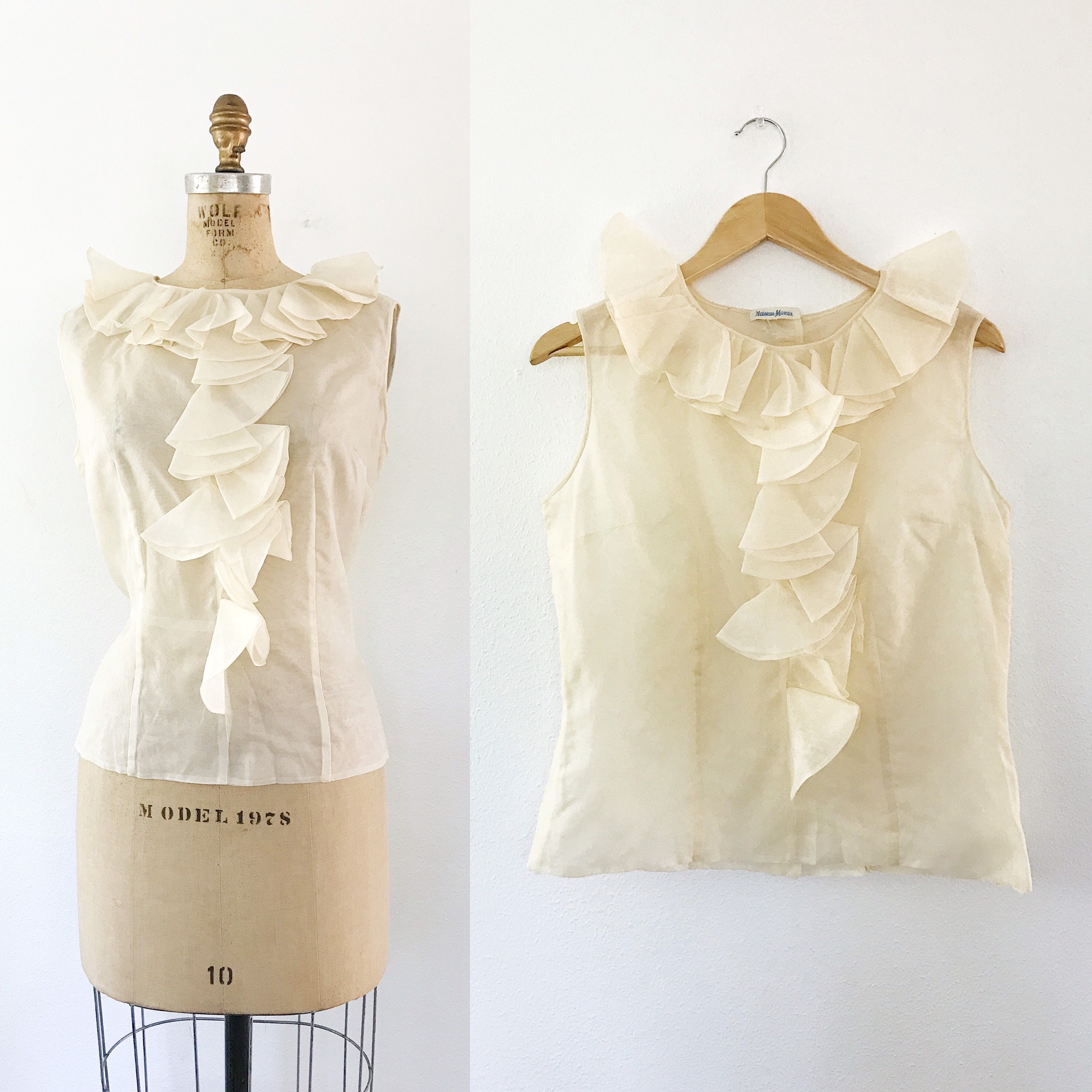 1950s vintage blouse / 50s ruffle blouse / Neiman Marcus bouse