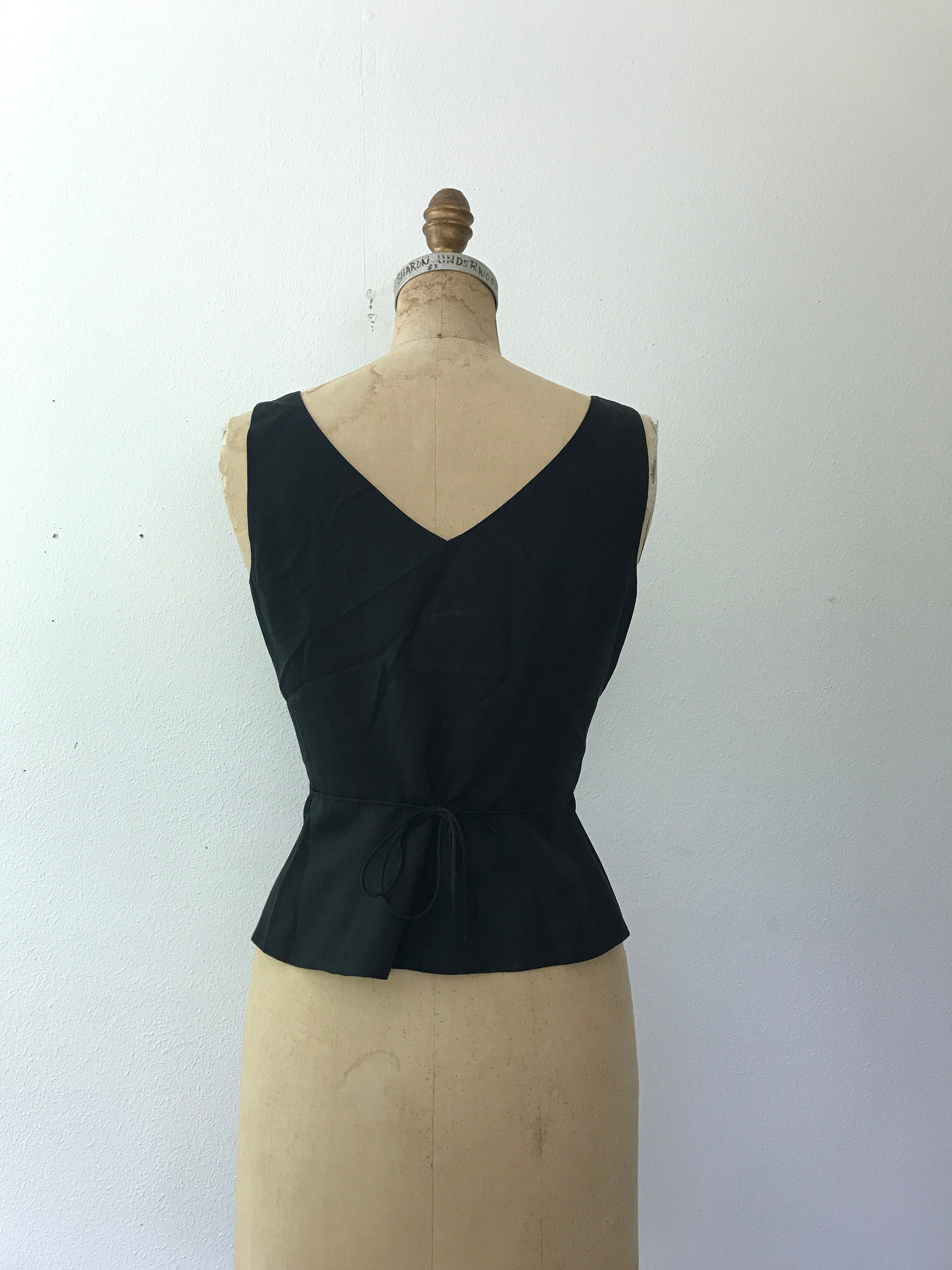 Black silk blouse / silk wrap blouse / basics silk blouse