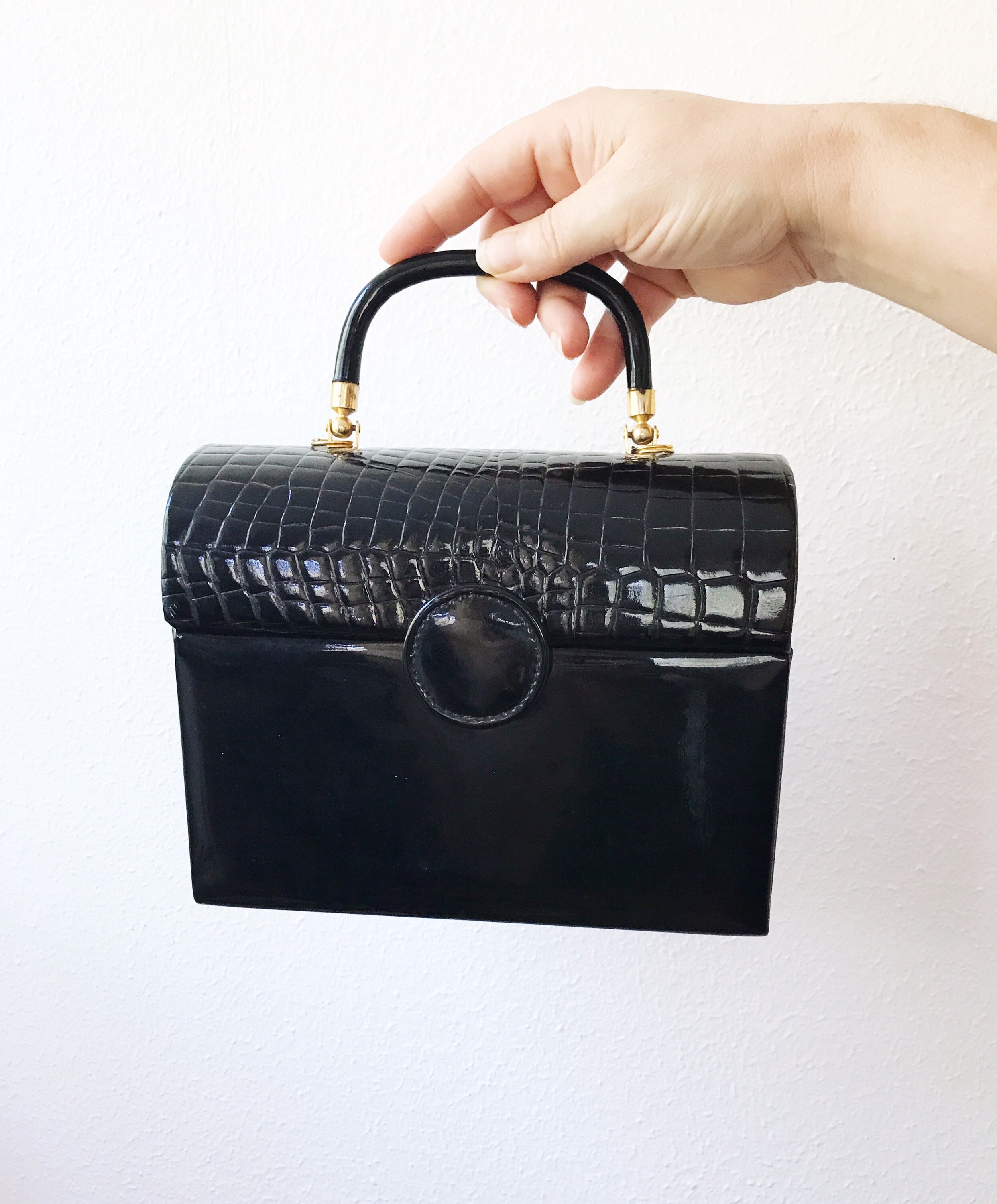 1960s vintage bag / 60s vintage evening purse / Alligator print Top ...