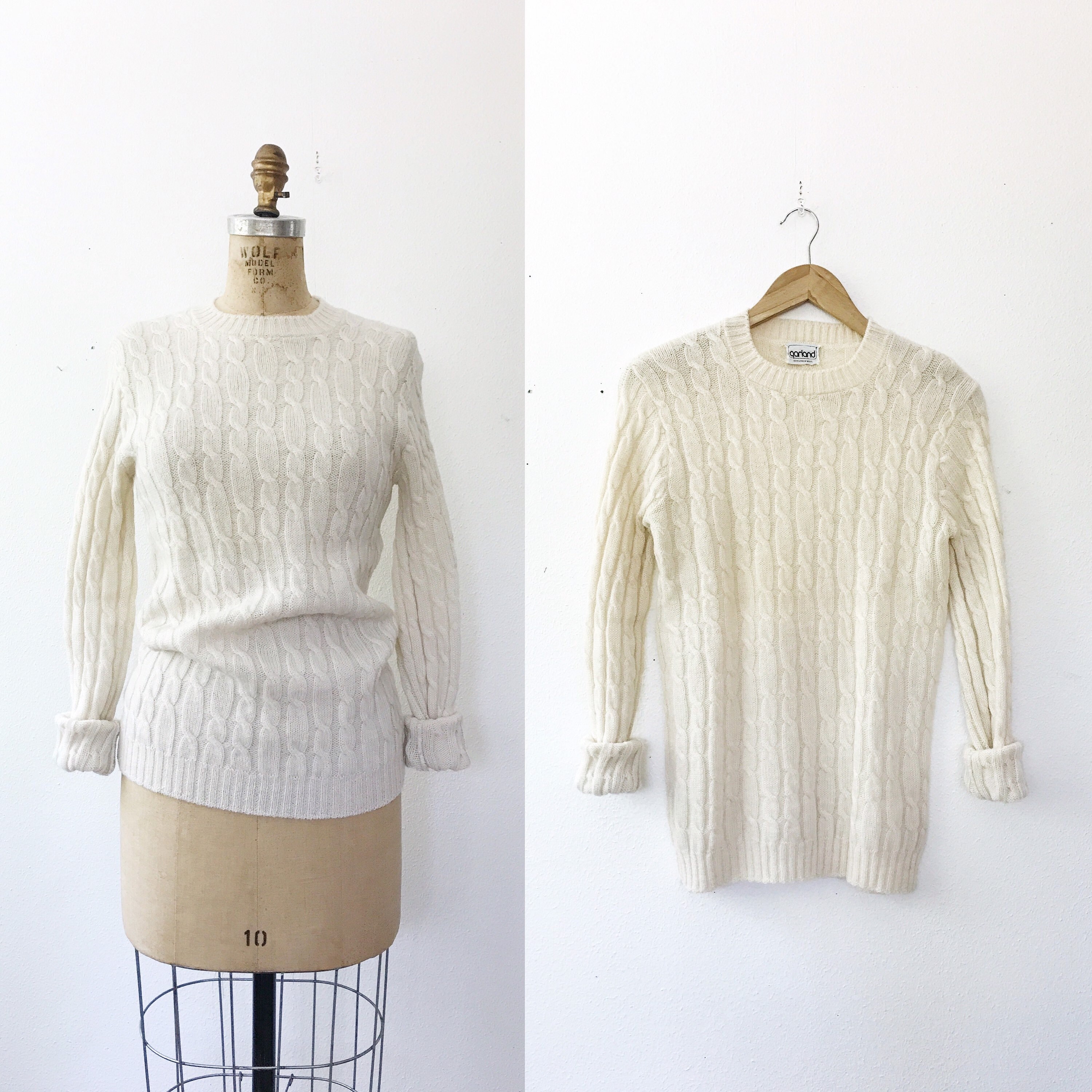 vintage wool sweater / vintage Cable-knit sweater /70s Lakeside sweater