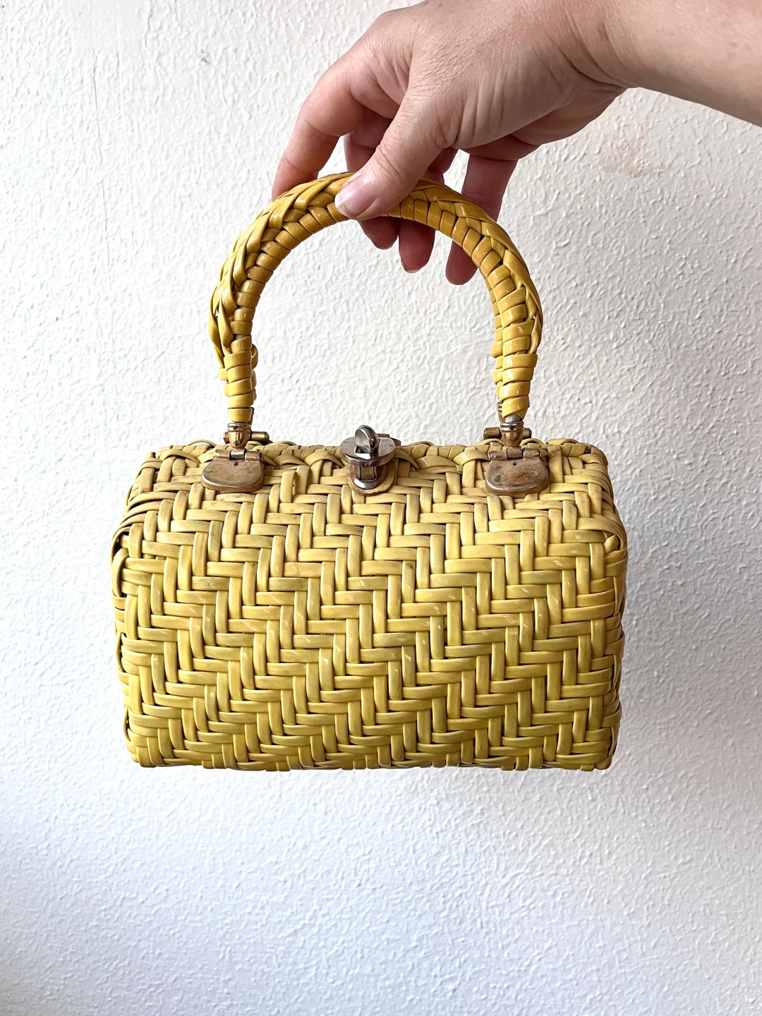 1960s Vintage Bag / 60s Vintage Basket Purse / Vintage Lesco Lona ...