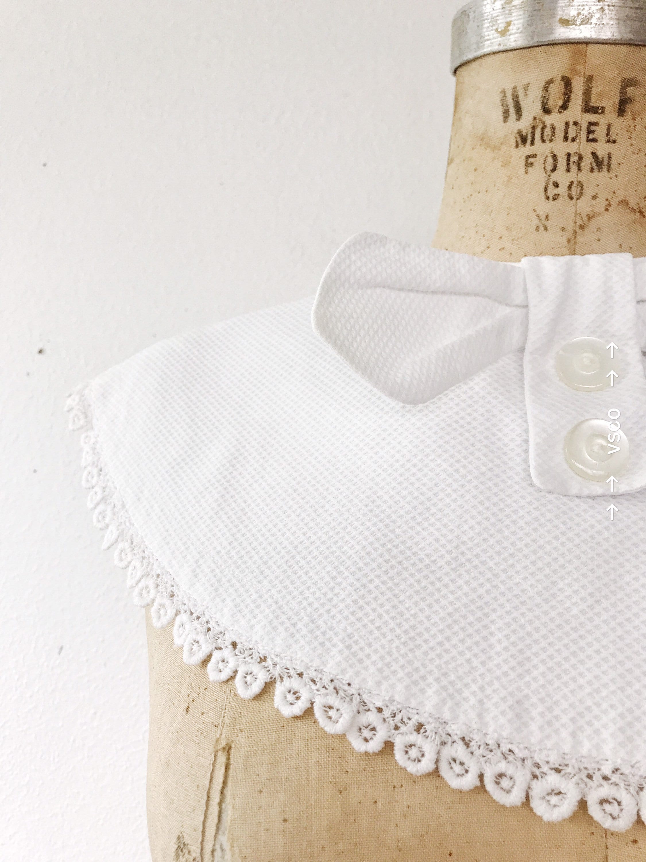 vintage collar / large cotton collar / Cotton Pique collar
