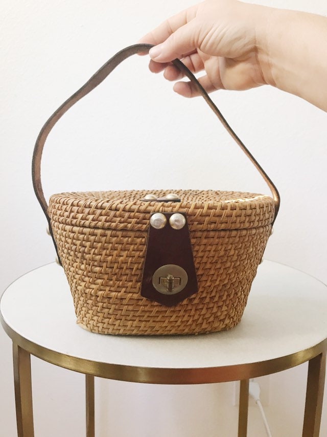 1950s basket bag / vintage basket purse / Jana basket purse