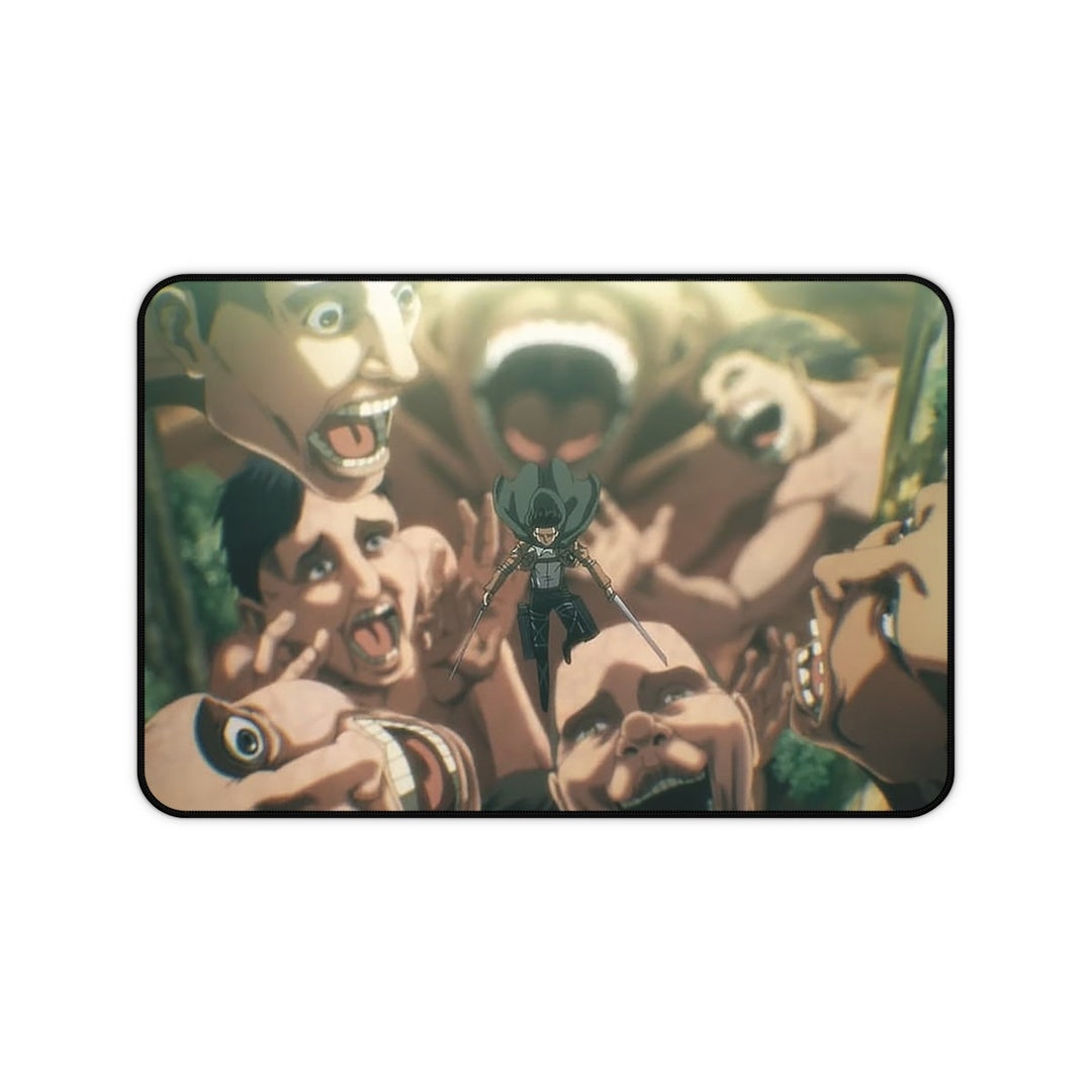 Attack on Titan Mousepad Levi Ackerman Titans ODM Gear Intense Battle ...