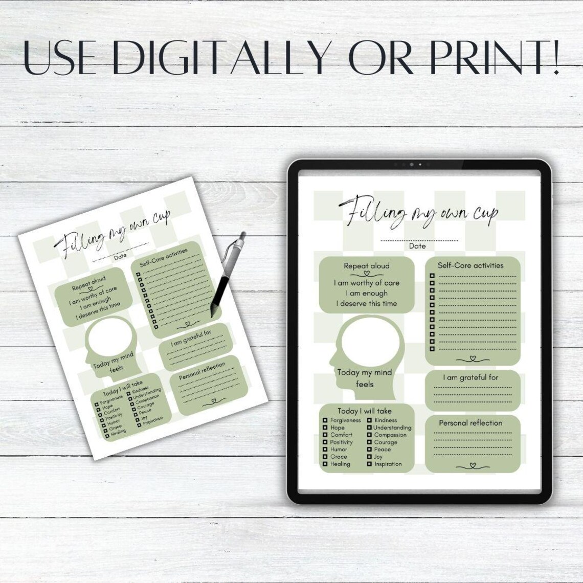 Self Care Planner Self Care Worksheet Self Care Checklist Self Care ...