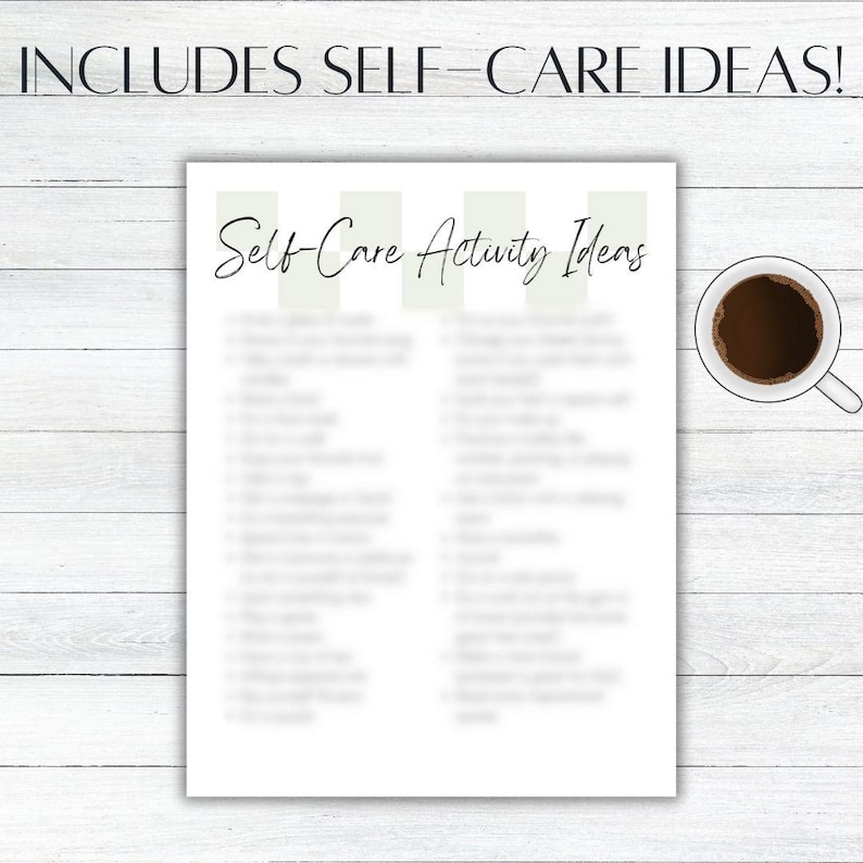 Self Care Planner Self Care Worksheet Self Care Checklist Self Care ...