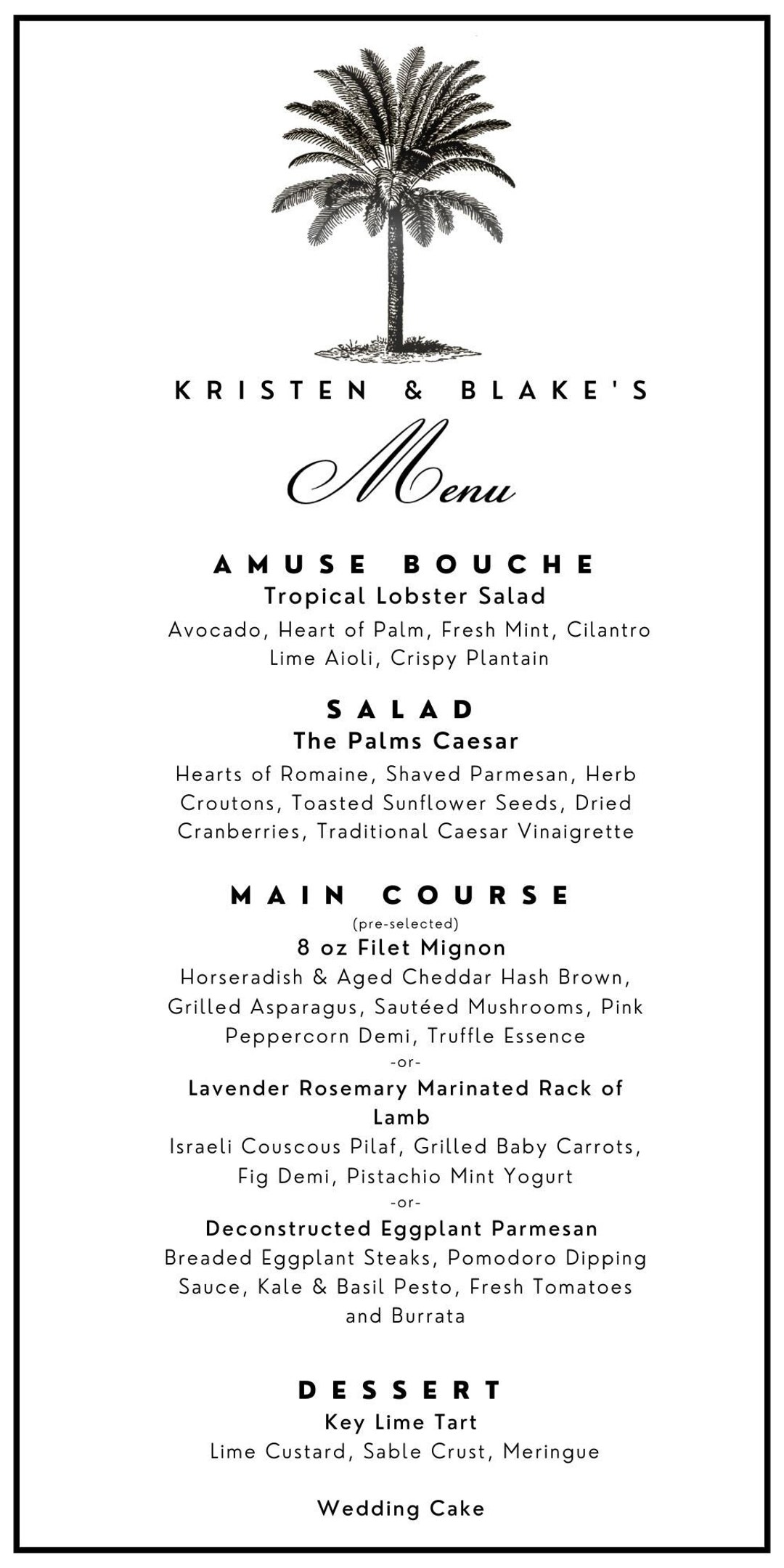 Minimal Modern Neutral Black Palm Tree Menu Digital Download - Etsy