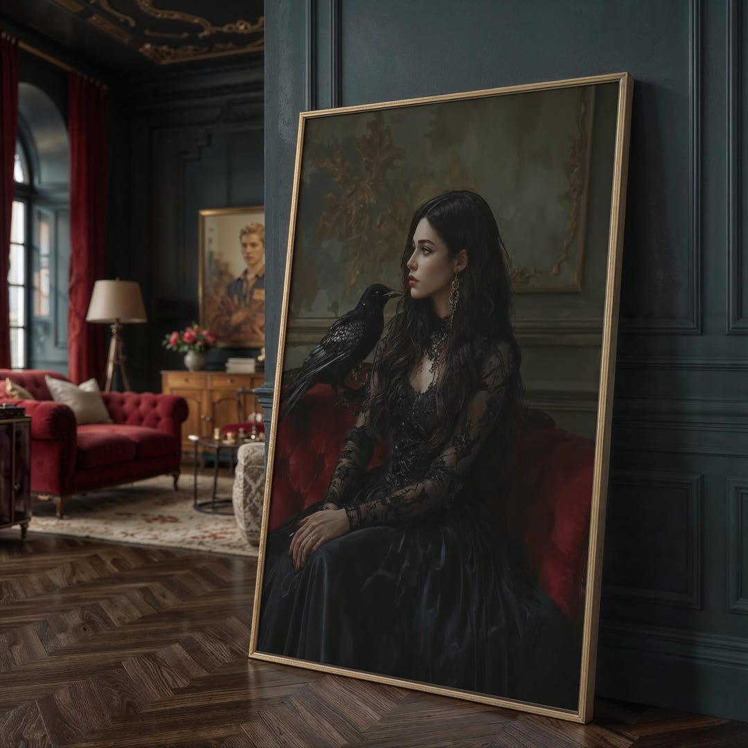 Gothic Princess Art, Raven Companion Print, Dark Romance Wall Art ...