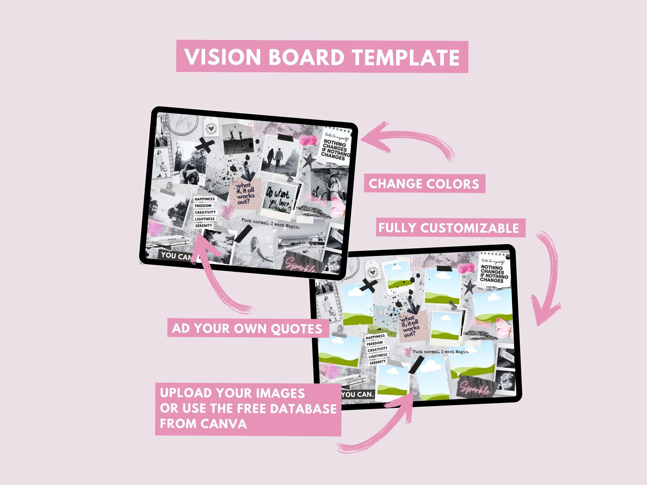 Digital Vision Board Canva Template, 2024 Visionboard, Manifest ...