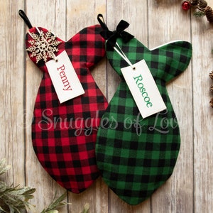 Plaid Cat Stockings - Rustic Plaid Fish Shaped Stockings for Cats ...