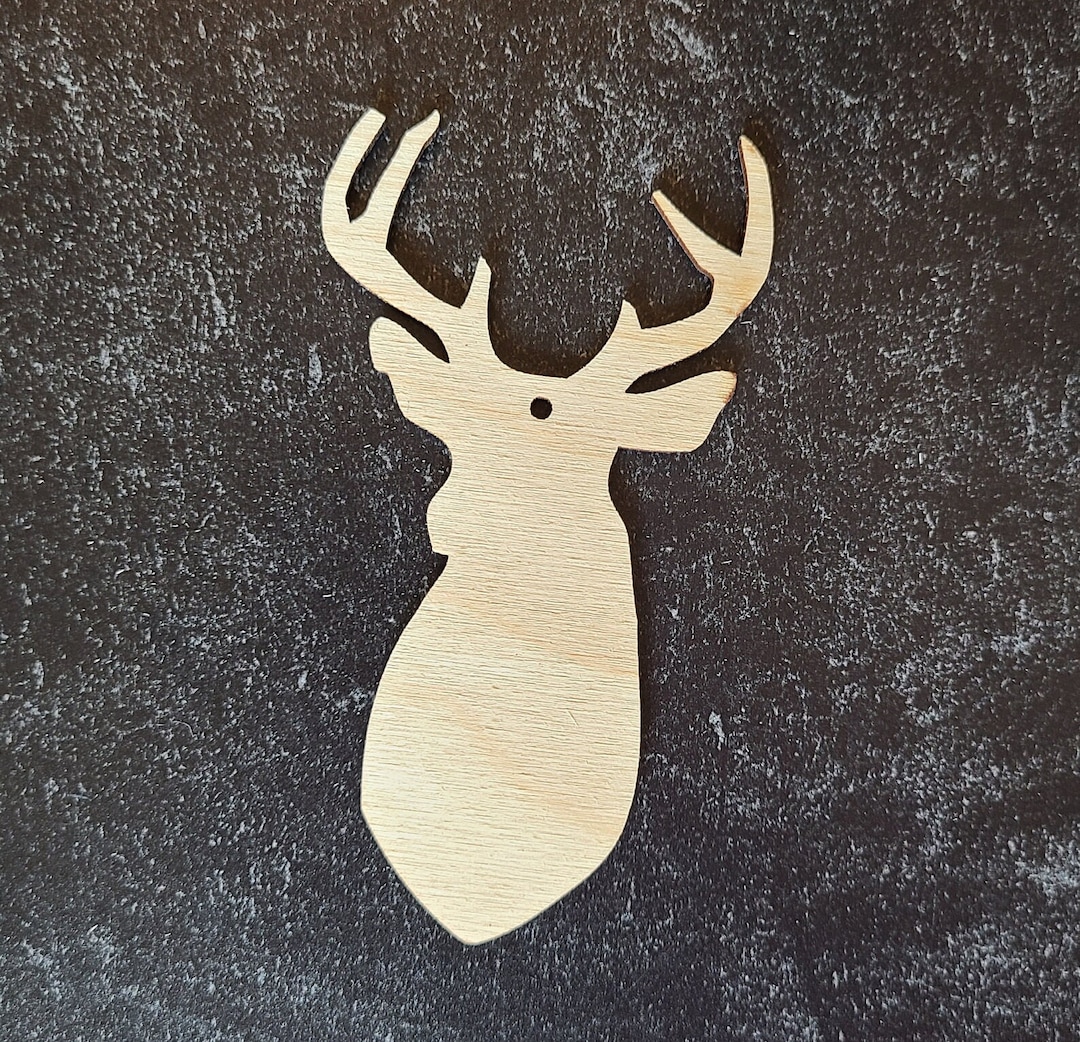 Deer Head Wood Cutout - Laser Cut Unfinished Wood Cutout - 4" Tall ...