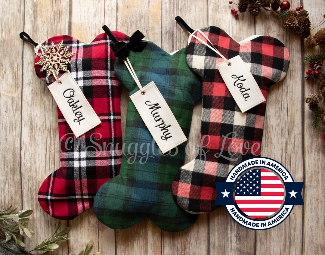 Plaid Dog Stockings - MONOGRAMMED DOG STOCKING - Personalized Dog ...