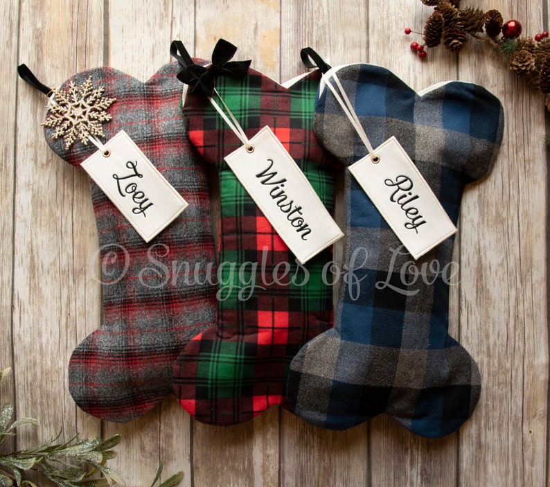 Plaid Dog Stockings MONOGRAMMED DOG STOCKING Personalized - Etsy