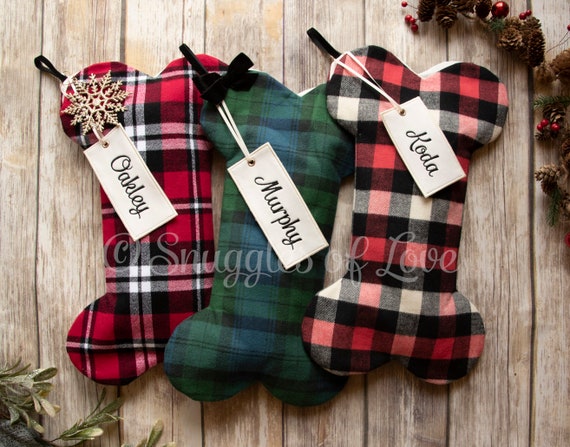 Plaid Dog Stockings MONOGRAMMED DOG STOCKING Personalized - Etsy