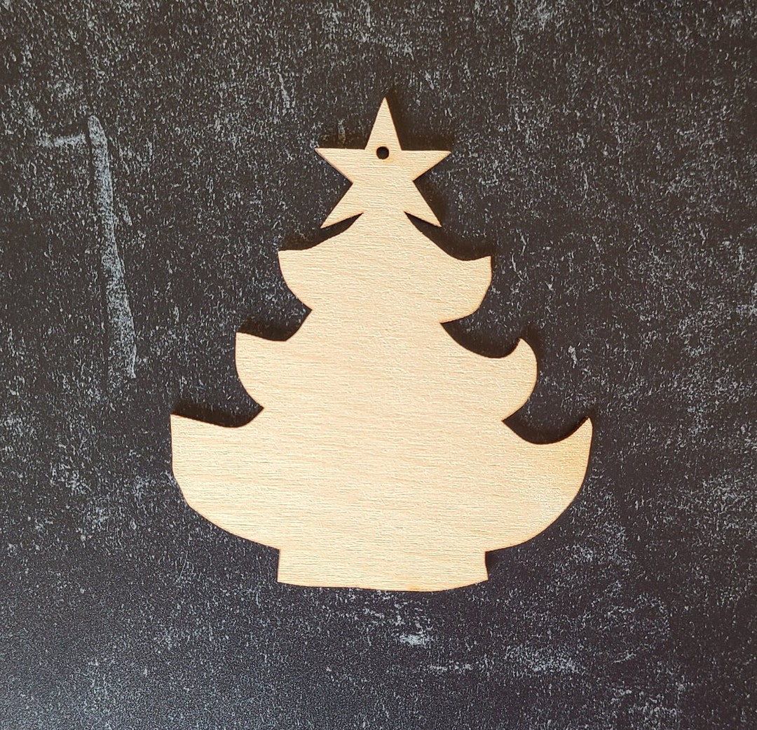 Christmas Tree Wood Cutout - Laser Cut Unfinished Wood Cutout - 4" Tall ...