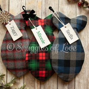 Plaid Cat Stockings - Rustic Plaid Fish Shaped Stockings for Cats ...