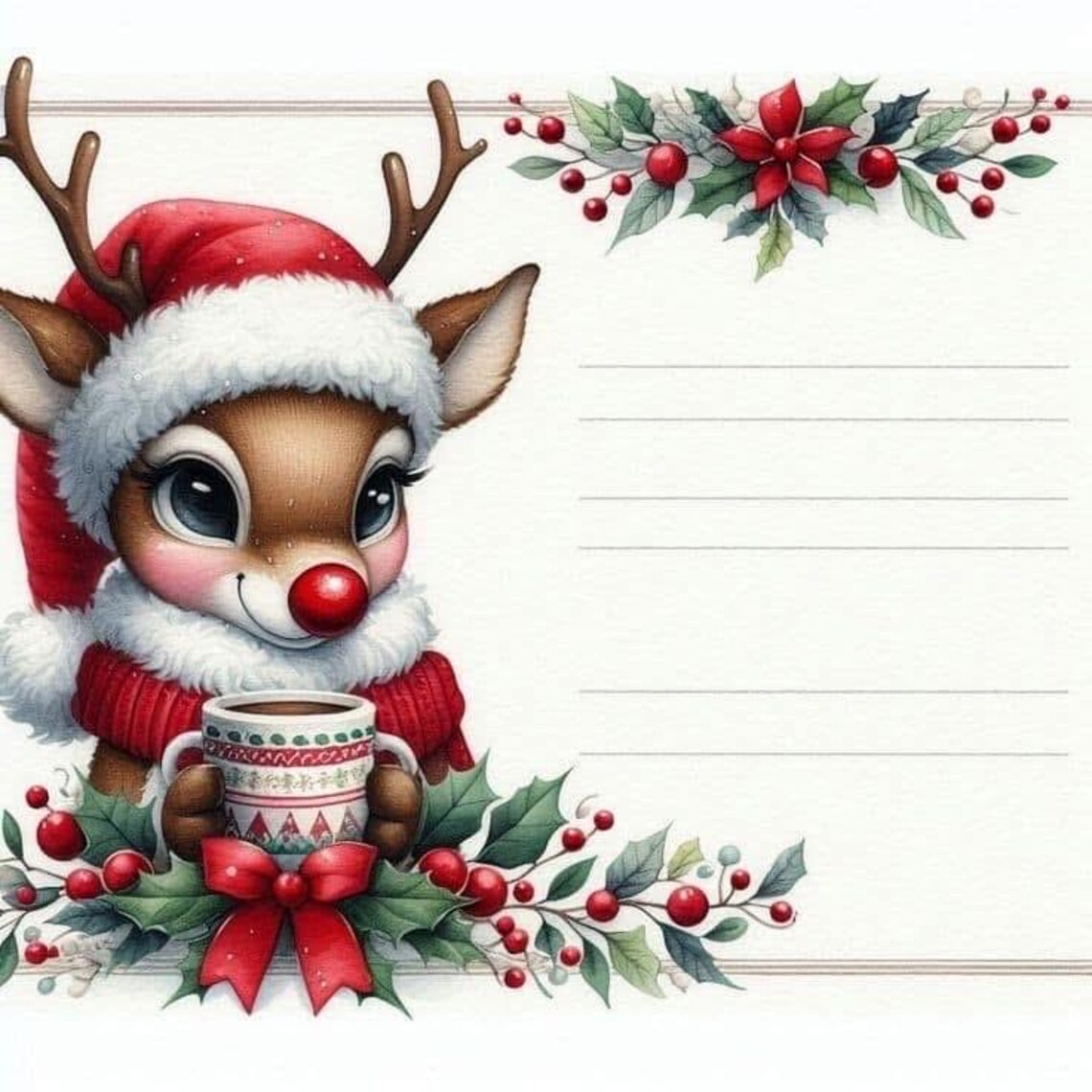 Notepad, With Cute Reindeer, New Year Printing Template, Stationery - Etsy