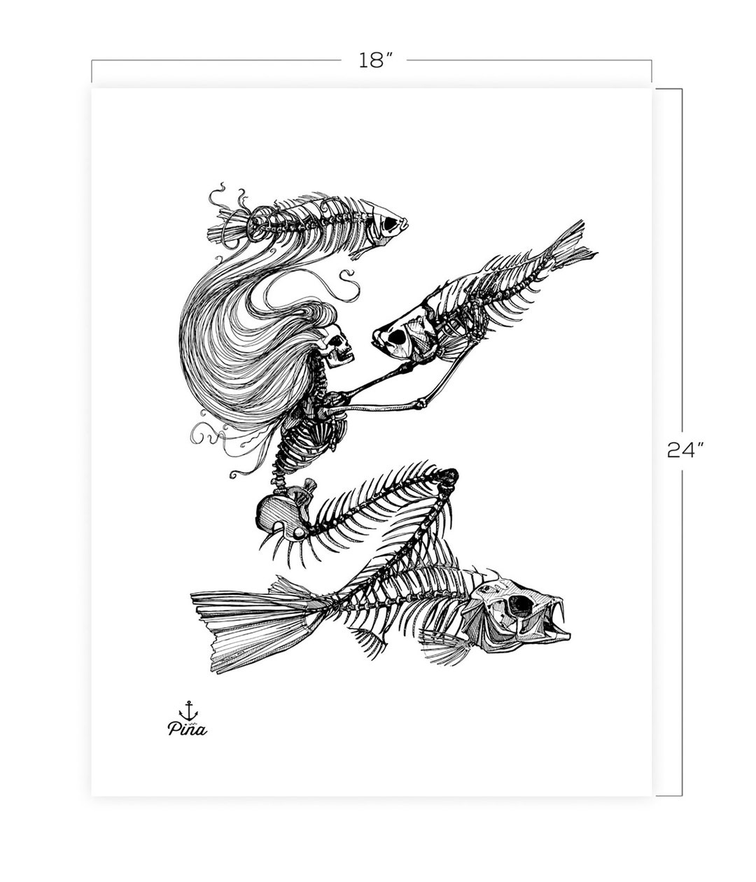 Skeleton Mermaid Downloadable Print 18" X 24" - Etsy