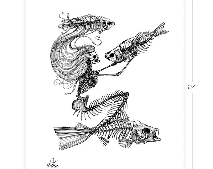 Skeleton Mermaid Downloadable Print 18 X 24 - Etsy