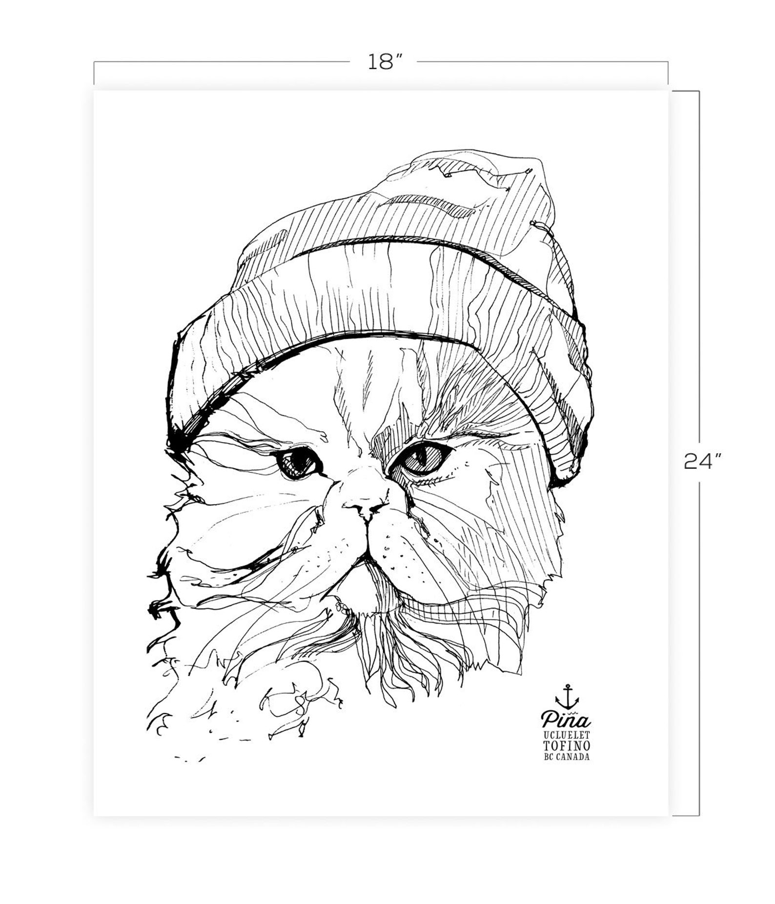 Cat in Toque Downloadable Print 18 X 24 - Etsy
