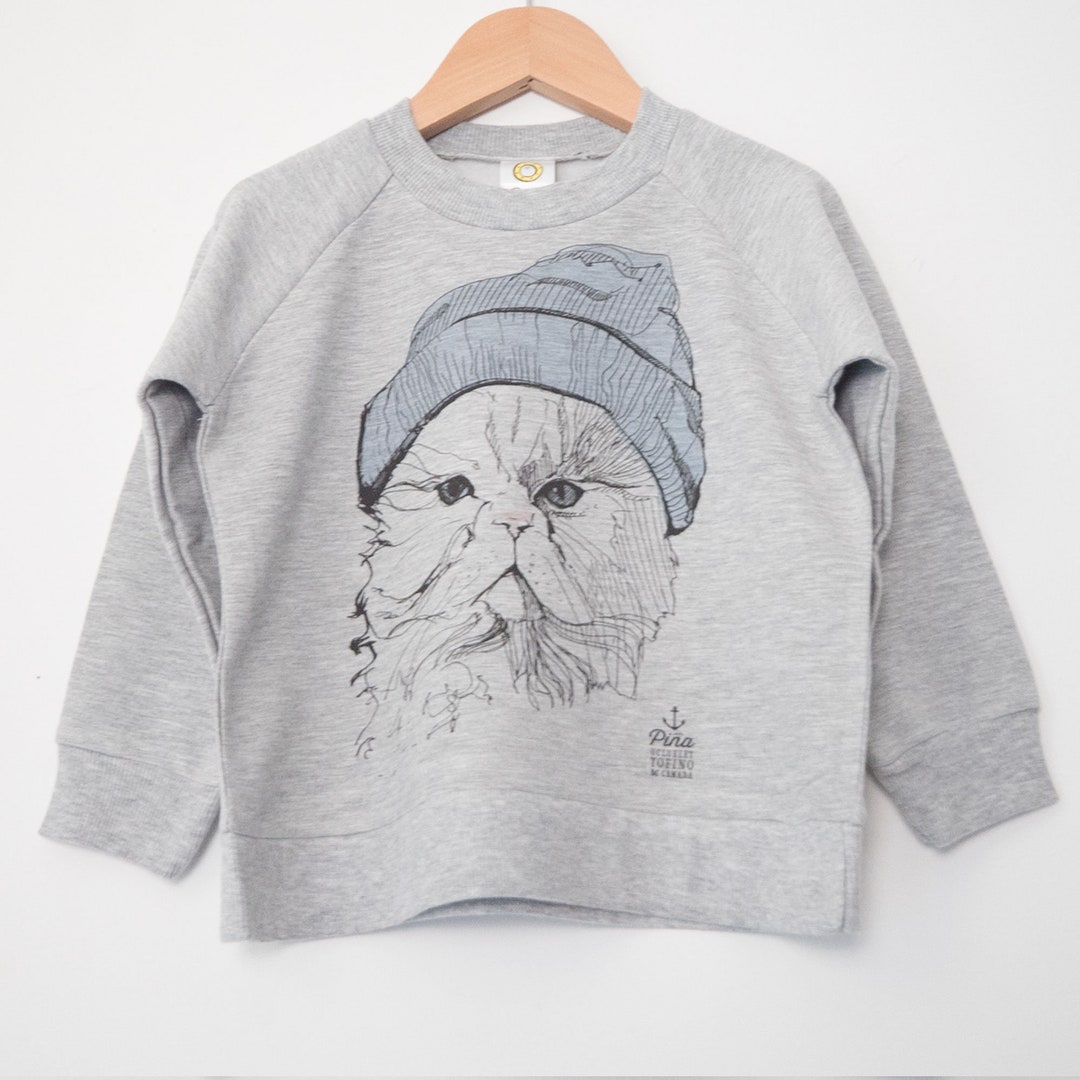 Cat in Toque Kids Crewneck Sweater - Etsy