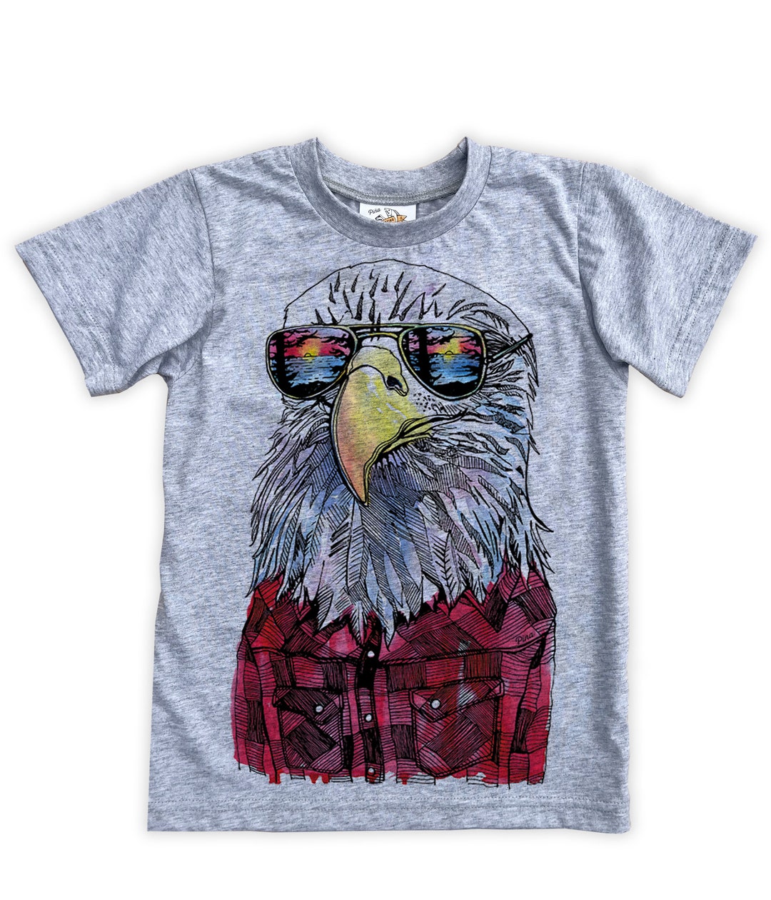 Hipster Eagle Print in Colour on Kids Tee - Etsy Canada