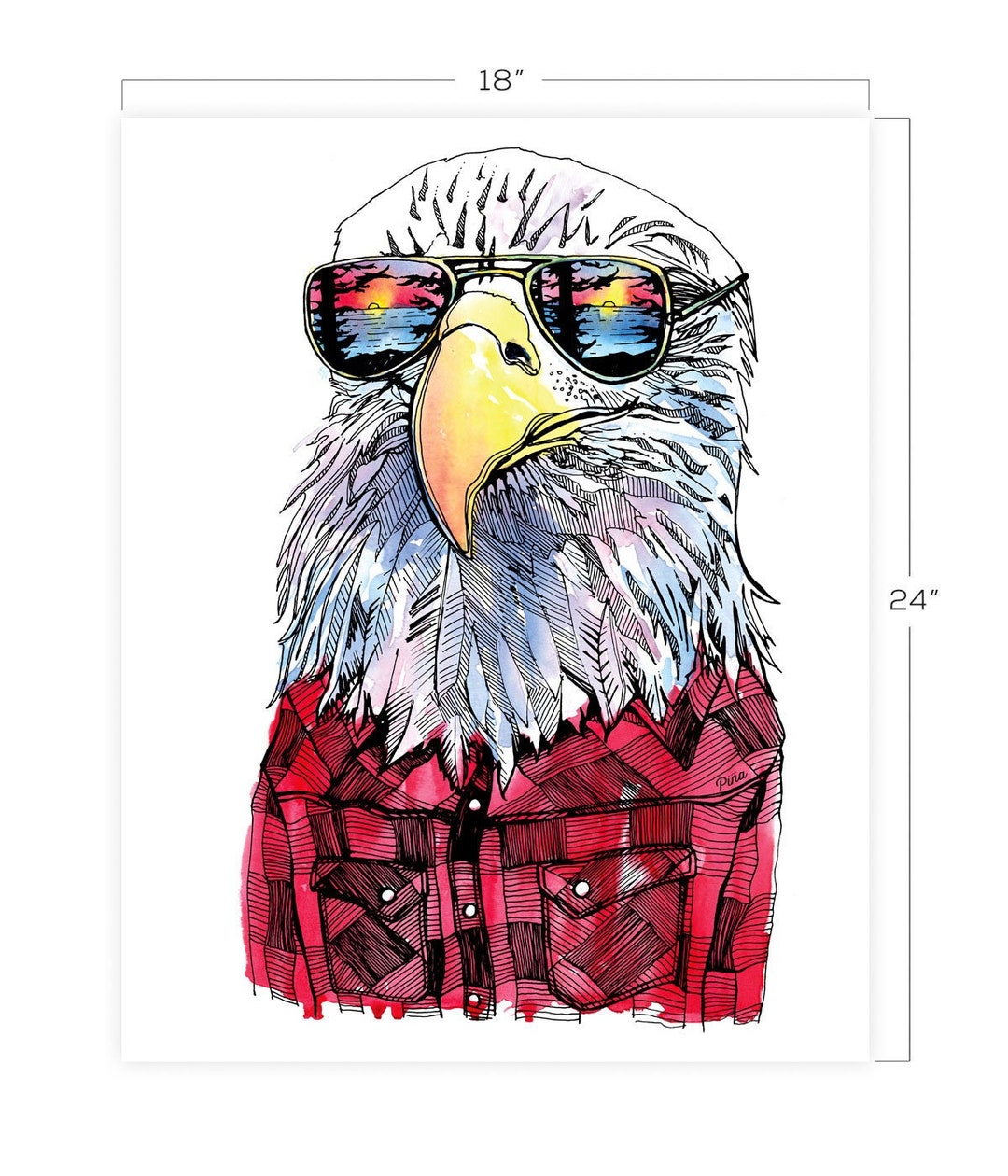 Hipster Eagle in Colour Downloadable Print 18" X 24" - Etsy