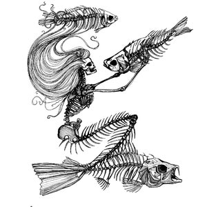 Skeleton Mermaid Downloadable Print 18" X 24" - Etsy